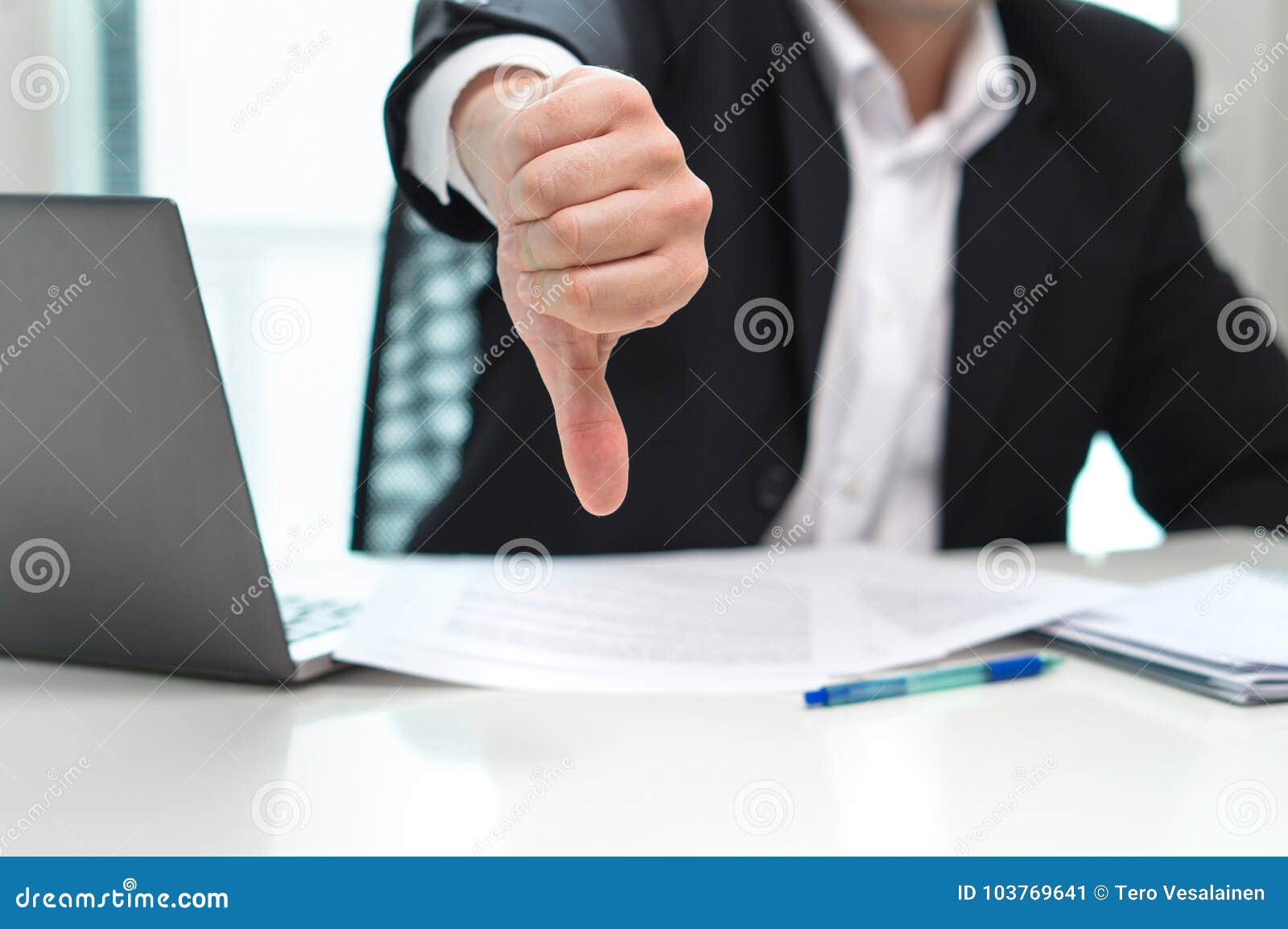Business Man Showing Thumbs Down. Stock Image - Image of hand, gesture ...