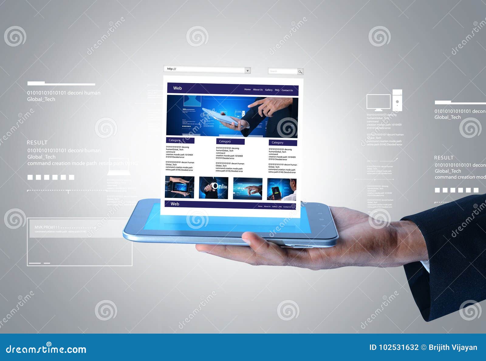 Business Man Showing Web Page on Tablet Computer Stock Photo - Image of ...