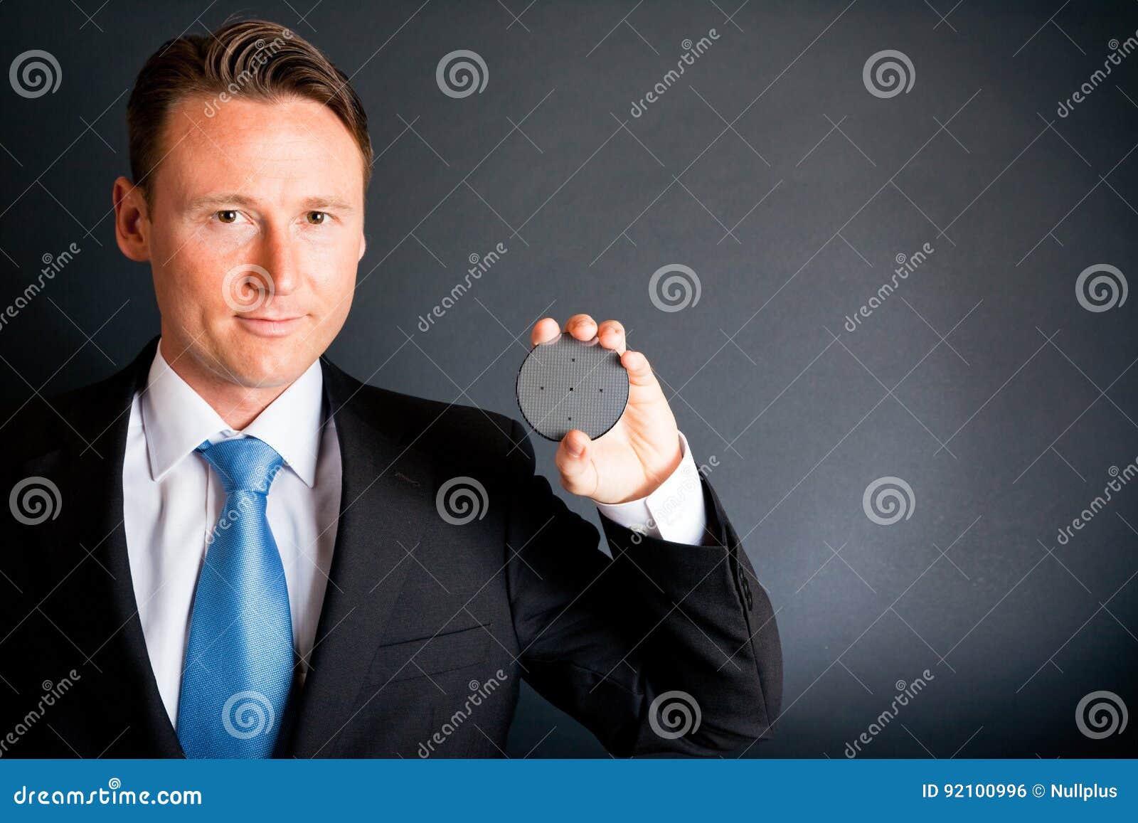Business Man with Silicon Wafer Stock Photo - Image of businessman ...
