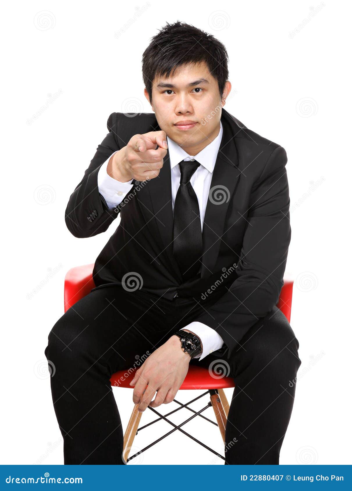Business Man Sit and Point To You Stock Image - Image of boss, office ...