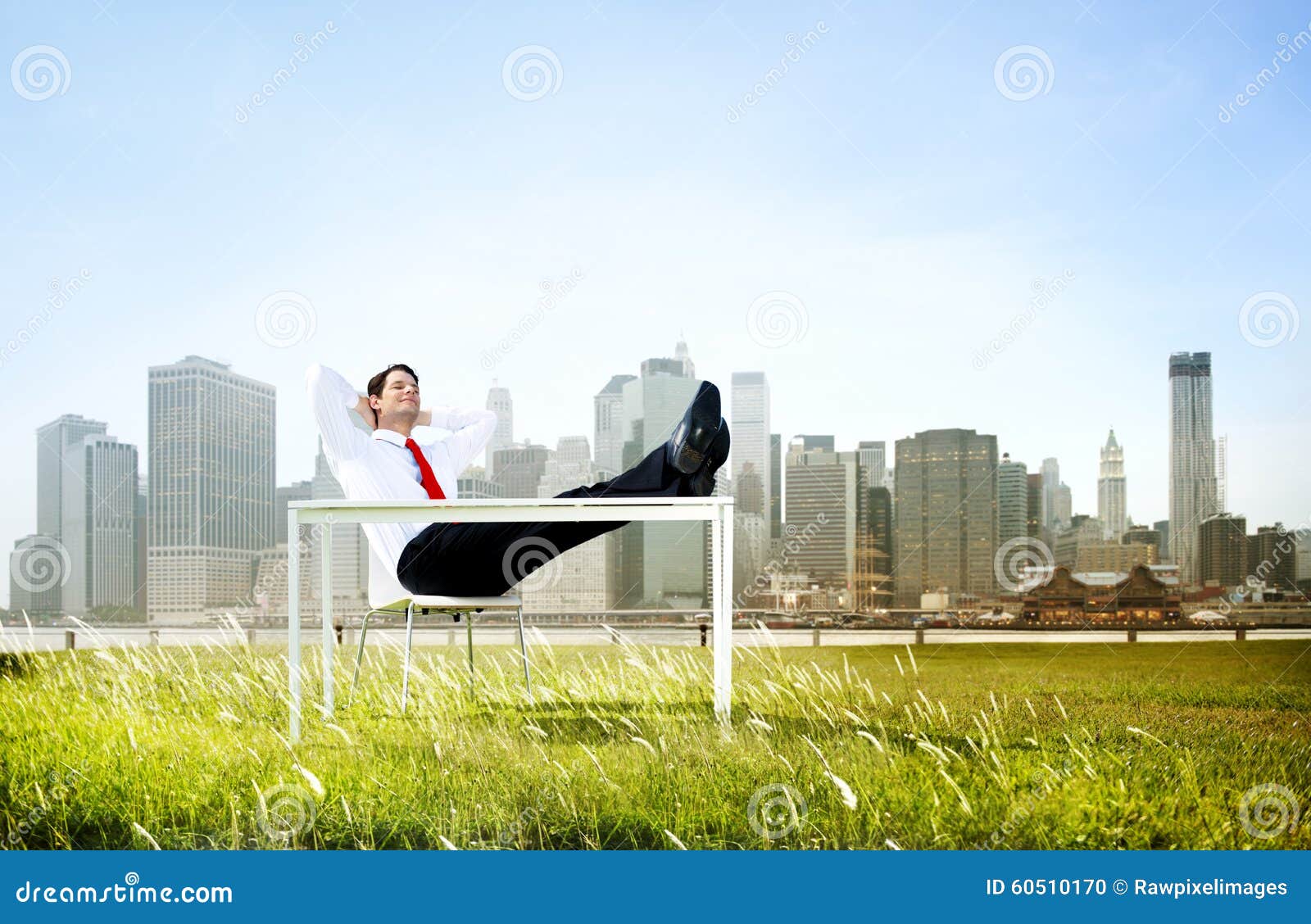 Business Man Sitting Back Relaxing Outdoors Concept Stock Photo - Image ...
