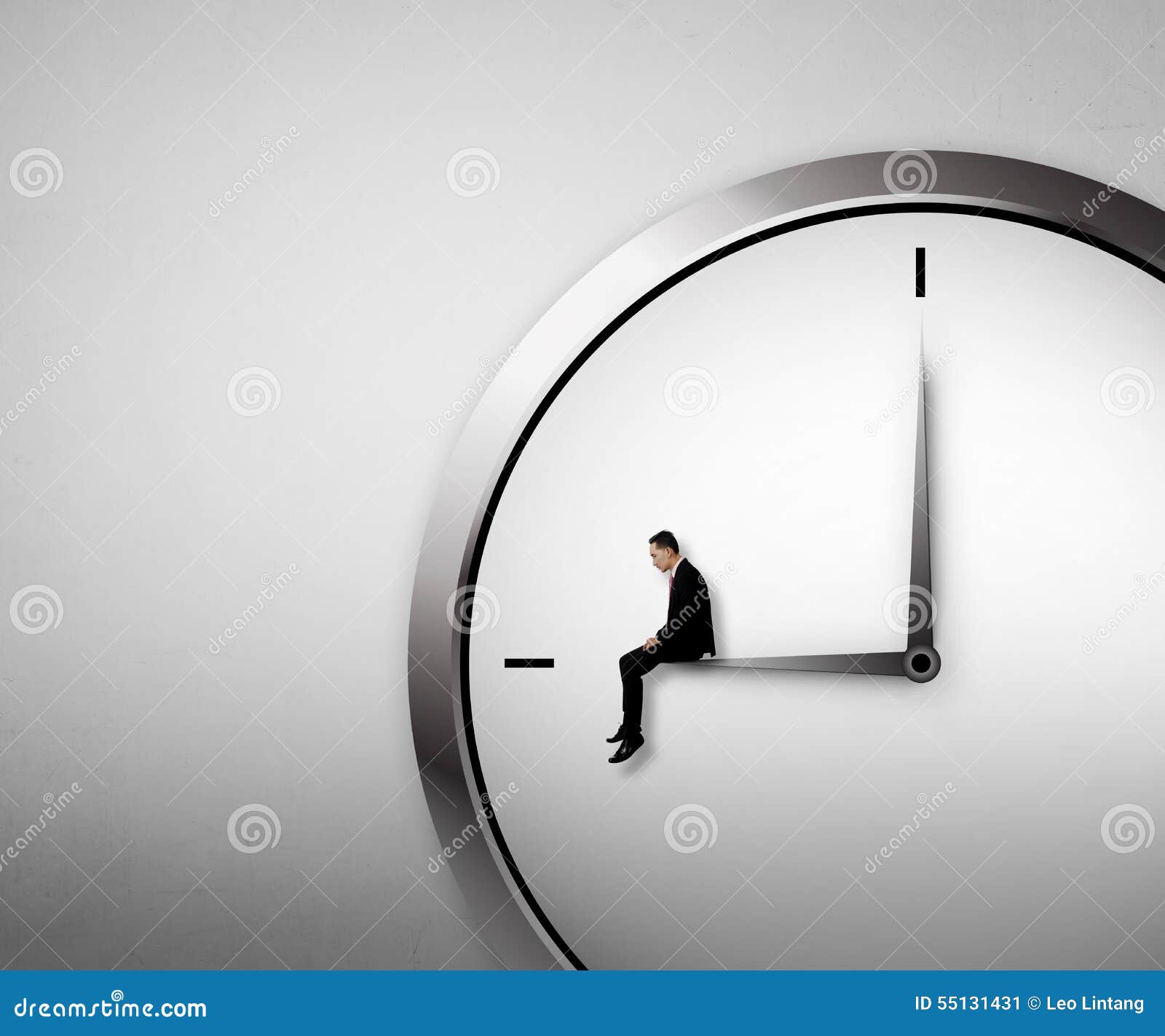 Business Man Sitting on the Clock Stock Image - Image of concept ...