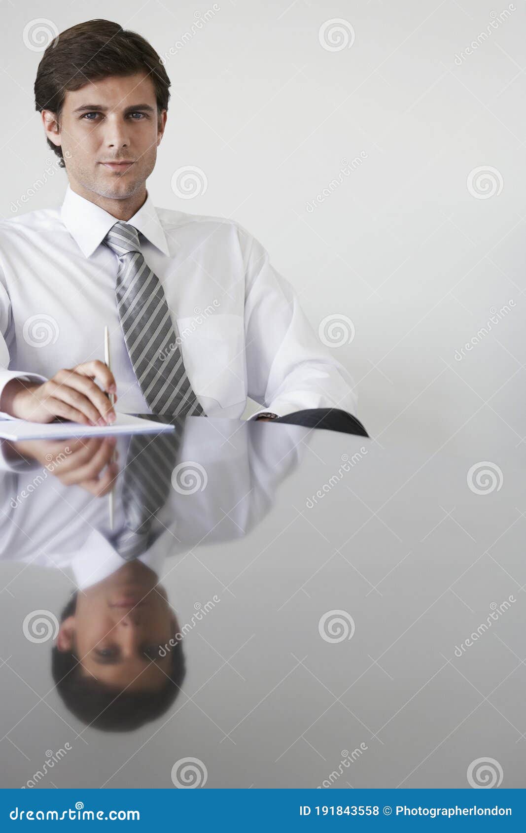 Business Man Sitting at Conference Table Portrait Stock Photo - Image ...