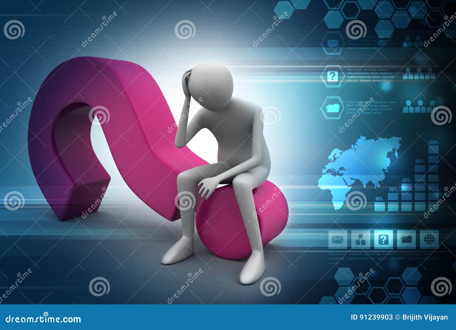 Business Man Sitting on a Question Mark Stock Illustration ...