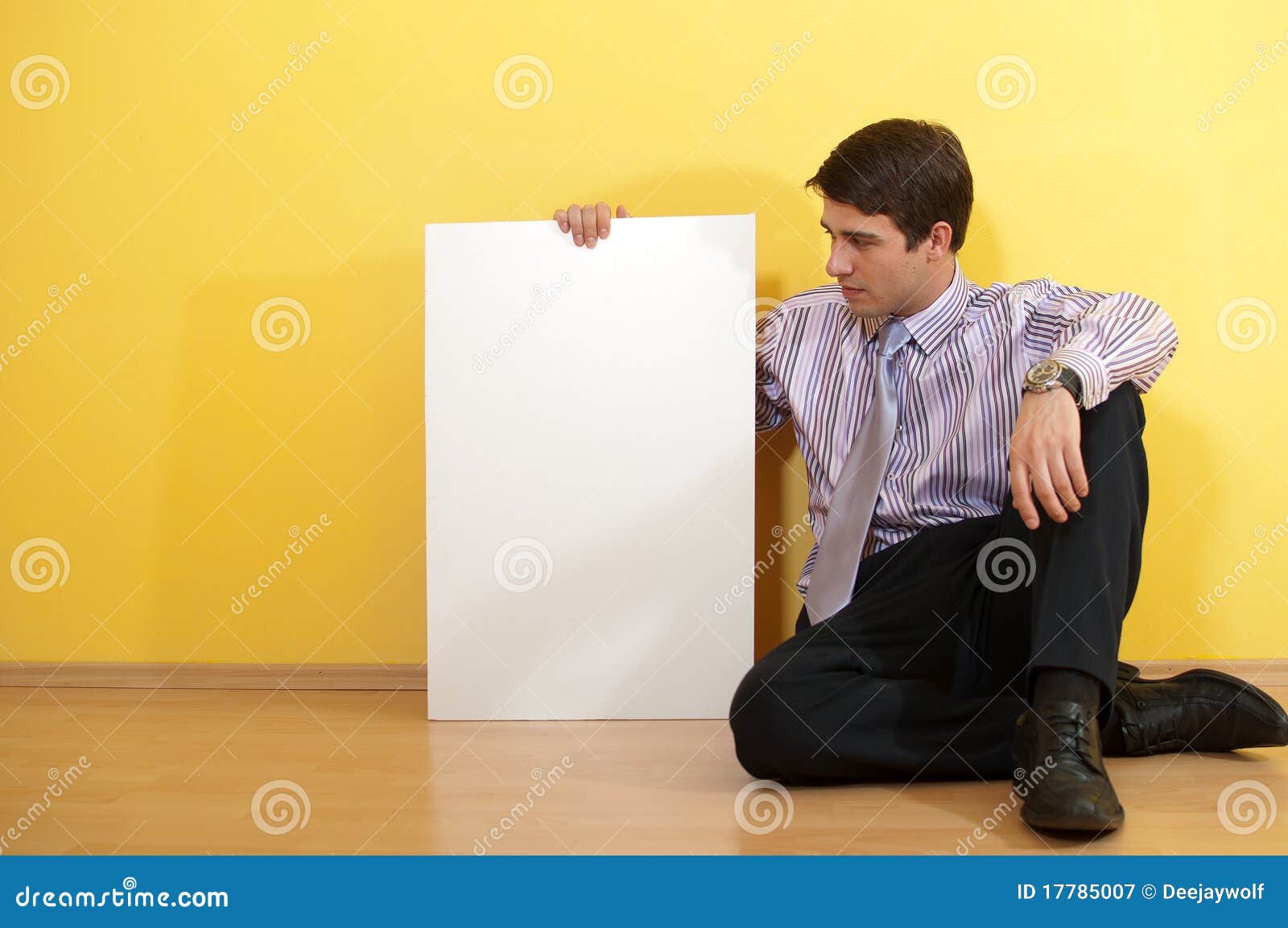 Business Man Sitting and Watching Blank Billboard Stock Image - Image ...