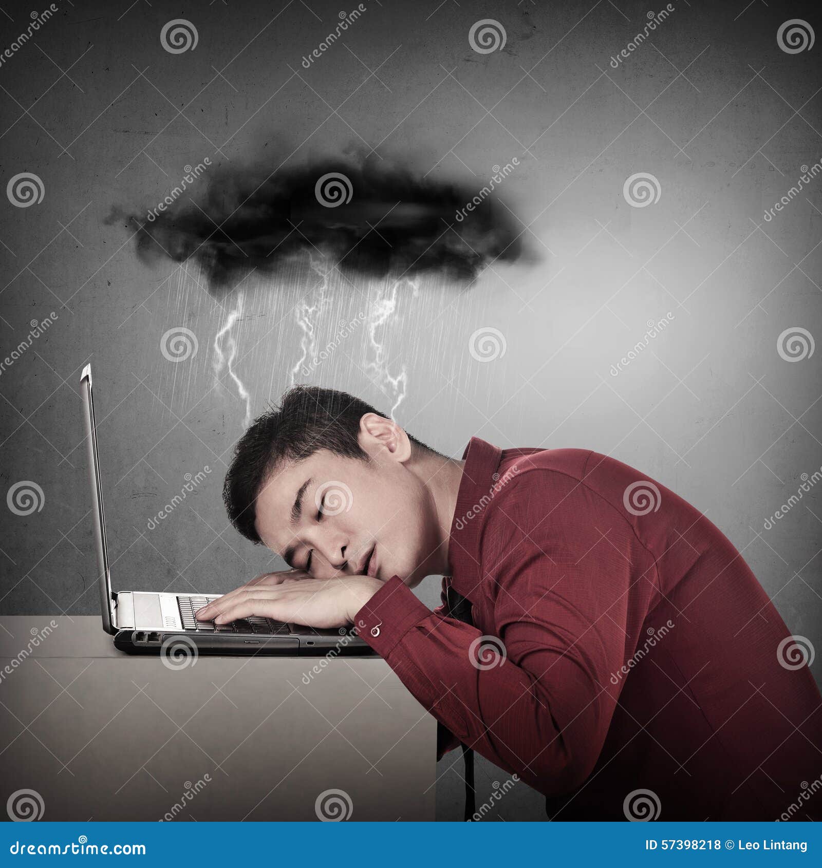 Business Man Sleeping on the Front of Laptop Stock Photo - Image of ...