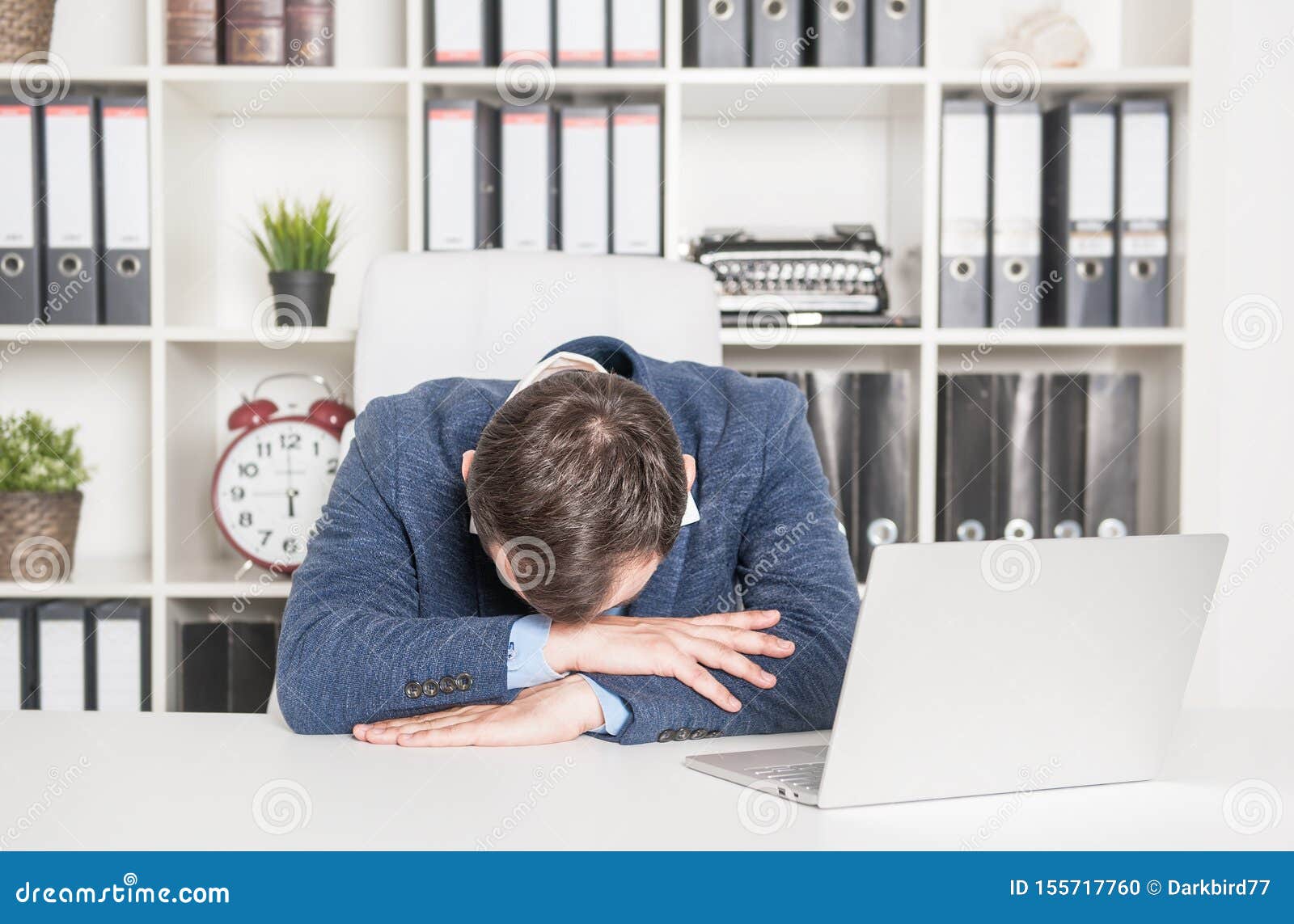 Business Man Sleeping on the Table in Office Stock Photo - Image of ...