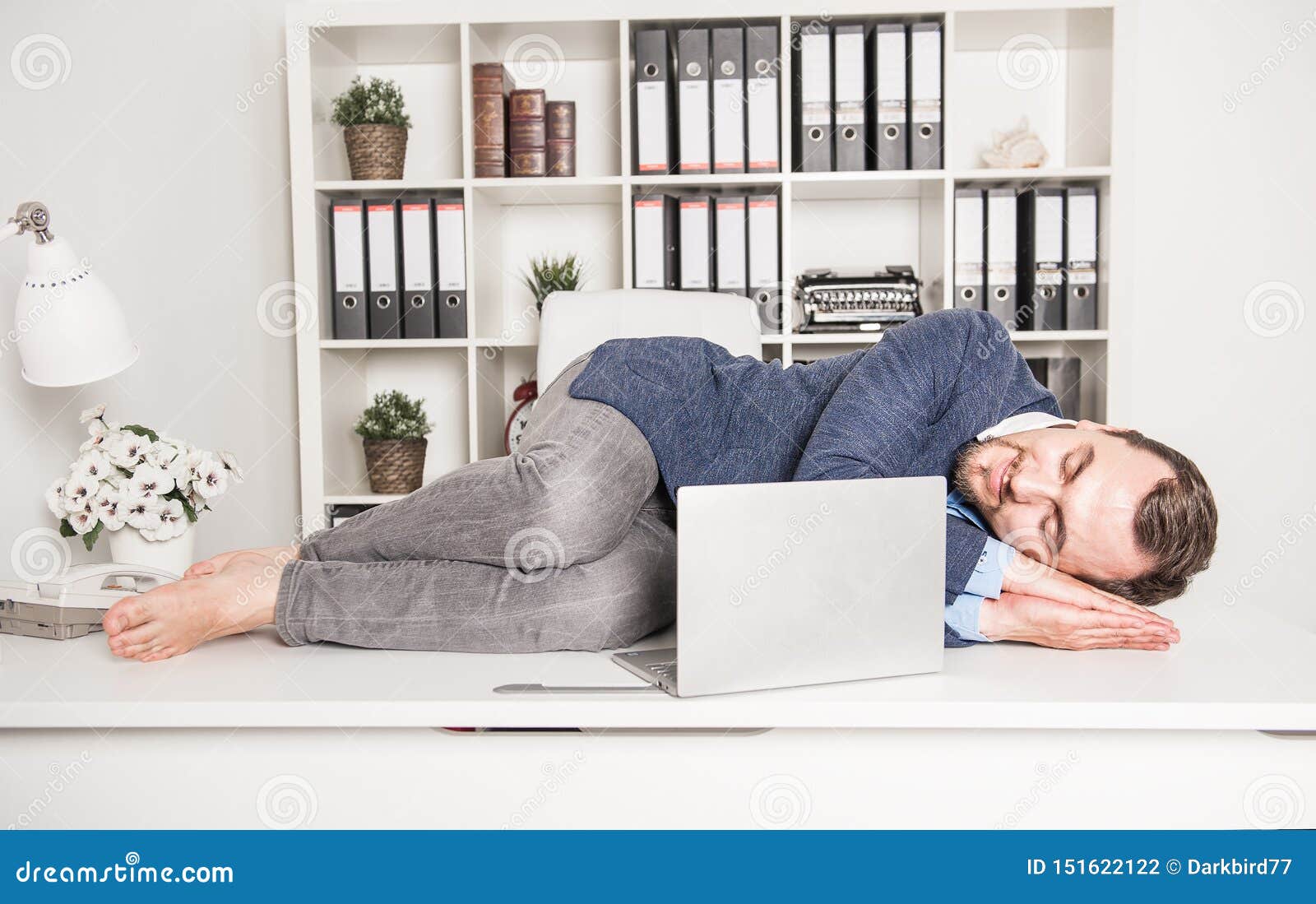Business Man Sleeping on the Table in Office Stock Photo - Image of ...