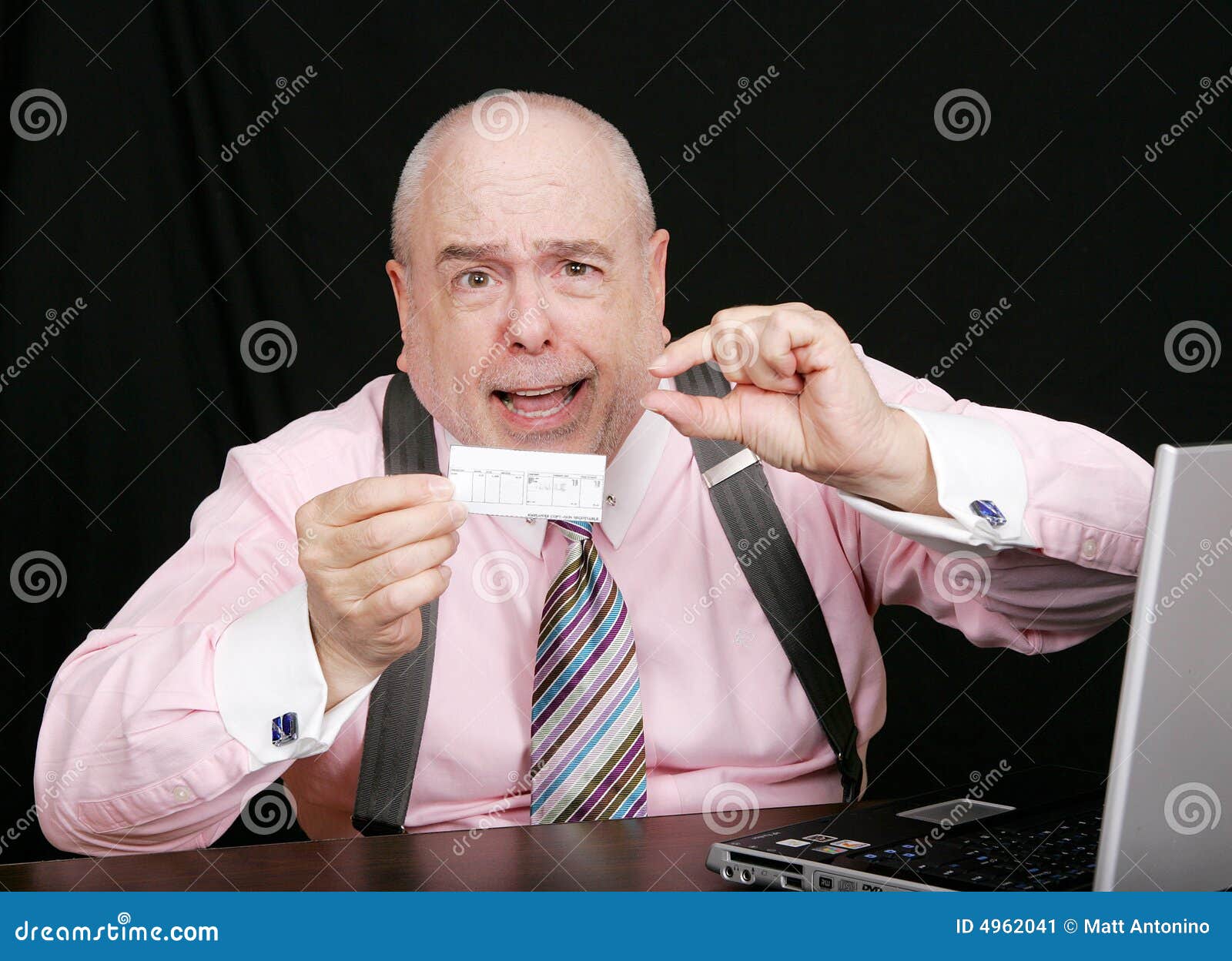 Business Man with Small Paycheck Stock Image - Image of stub, sitting ...