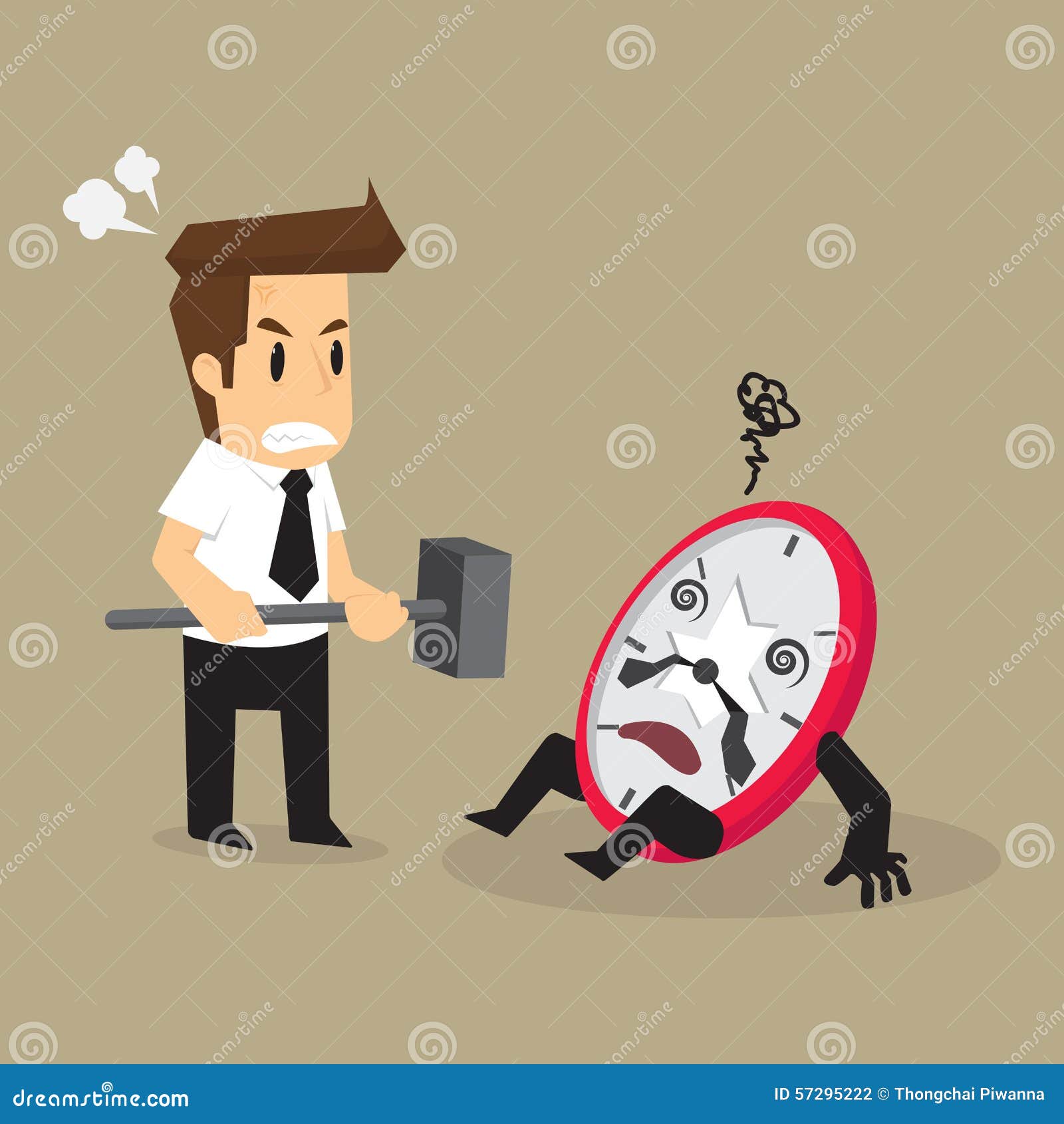 Business Man Smashed Watch Not on Time Stock Vector - Illustration of ...