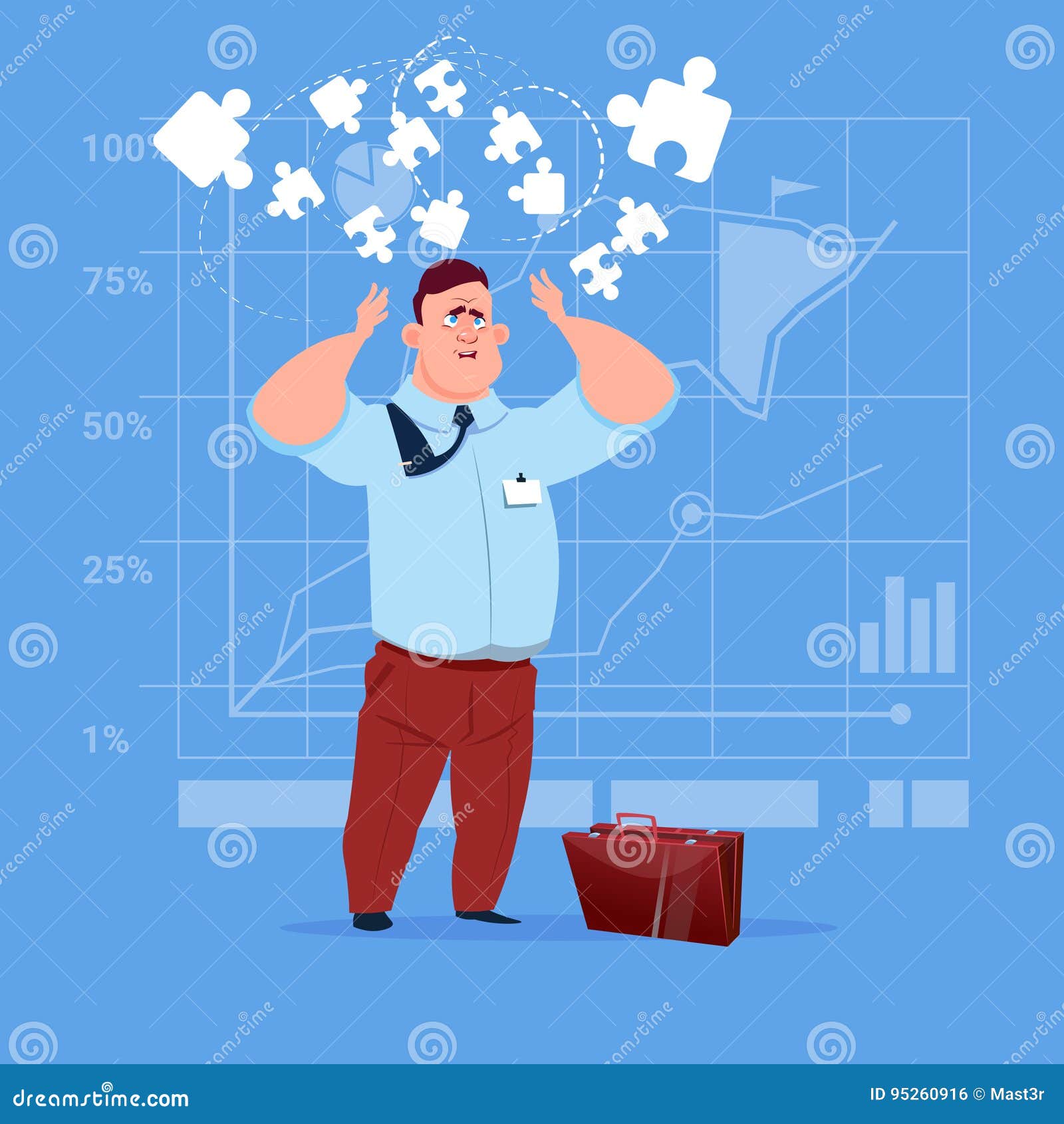 Business Man Solve Puzzle Solution Concept Stock Vector - Illustration ...