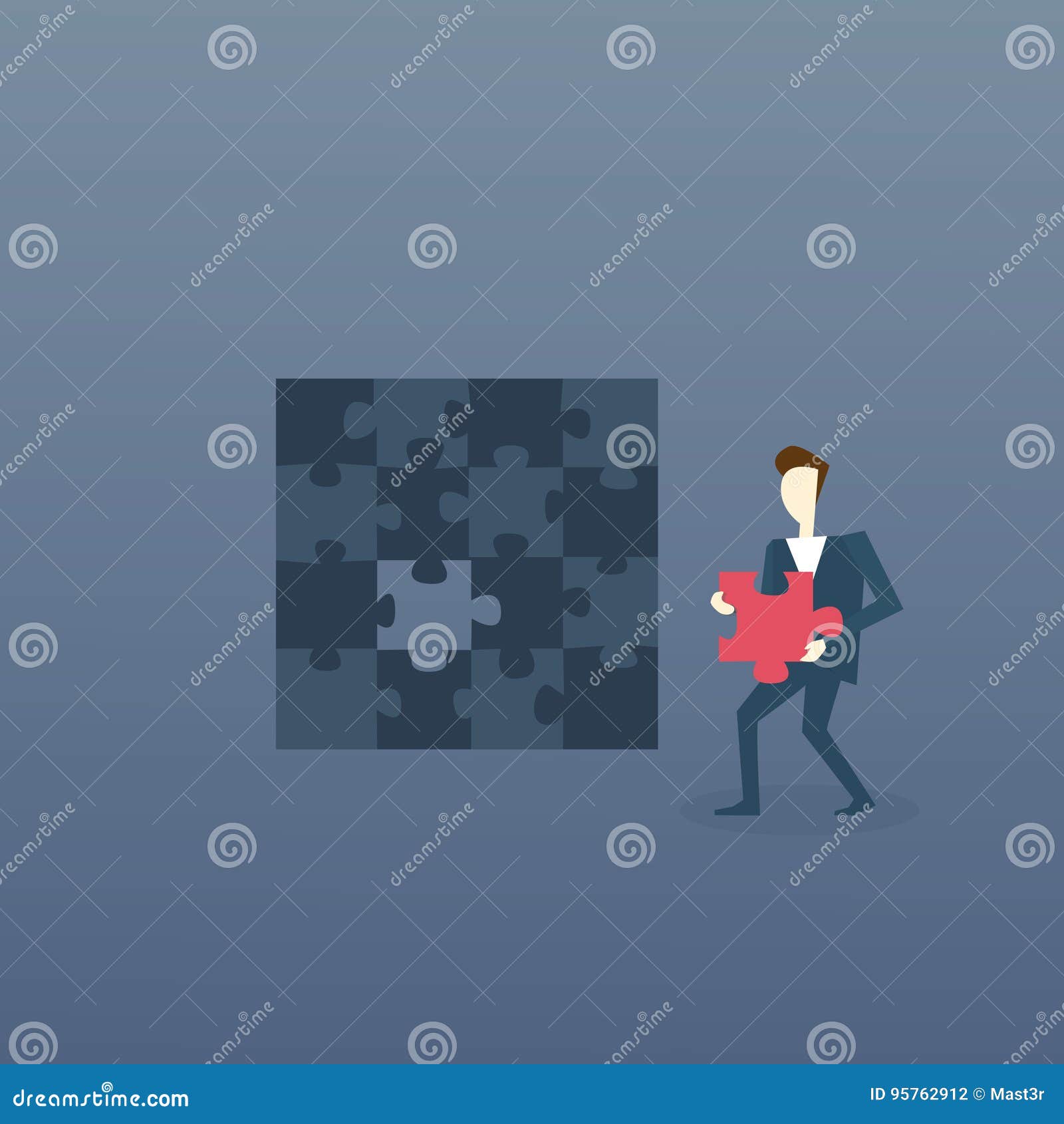 Business Man Solve Puzzle Solution Strategy Concept Stock Vector ...