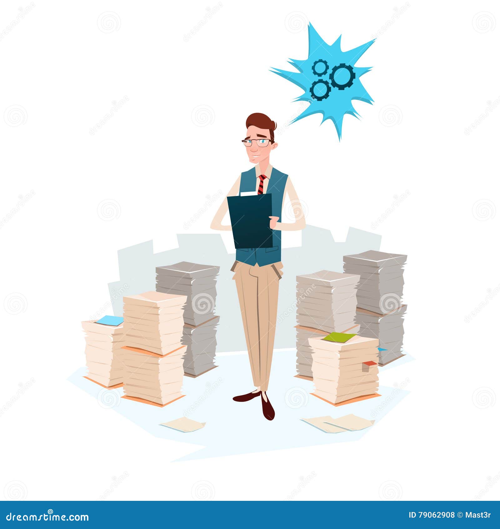 Business Man Stacked Paper Document Paperwork Stock Vector ...