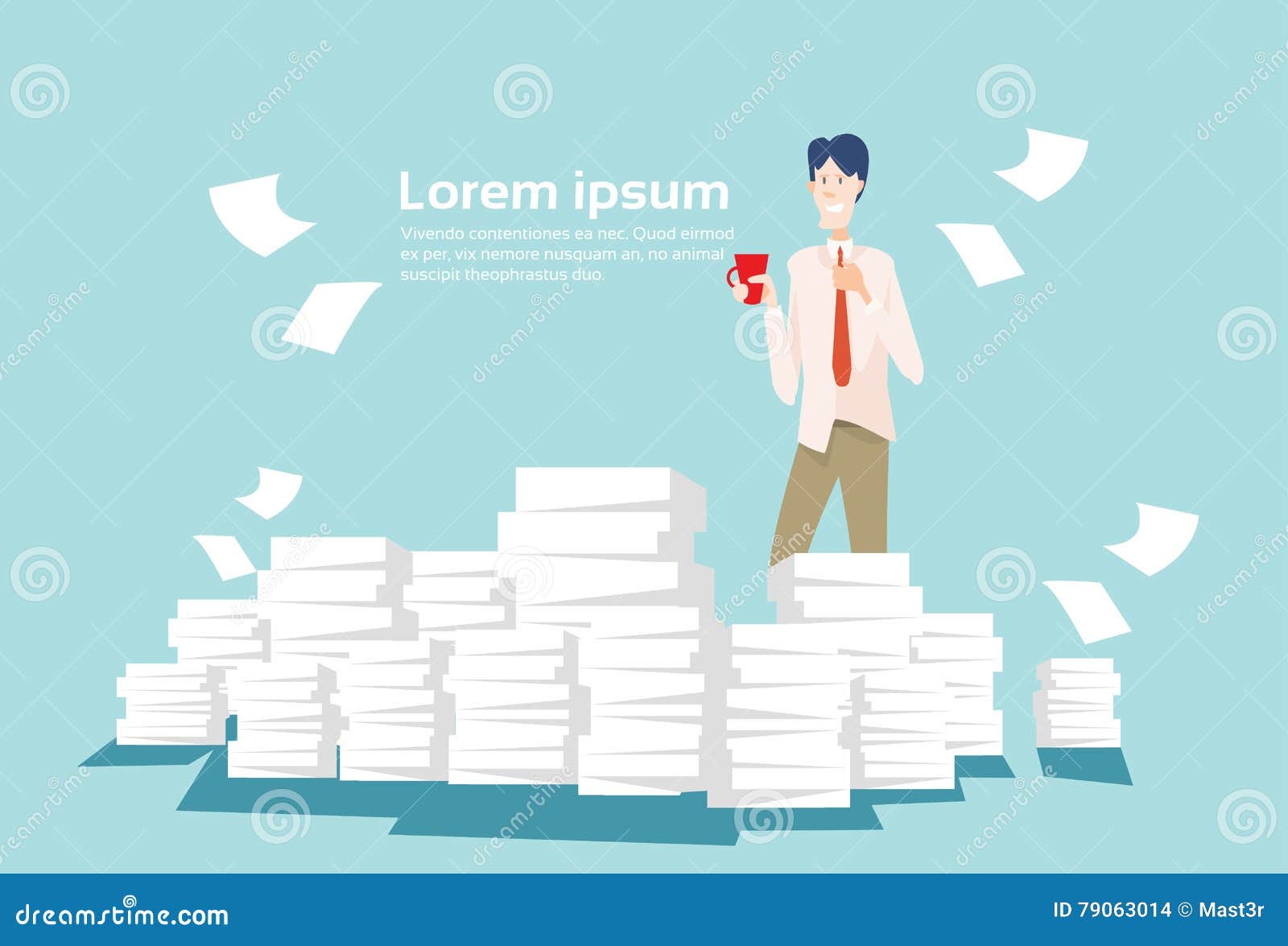 Business Man Stacked Paper Document Paperwork Stock Vector ...