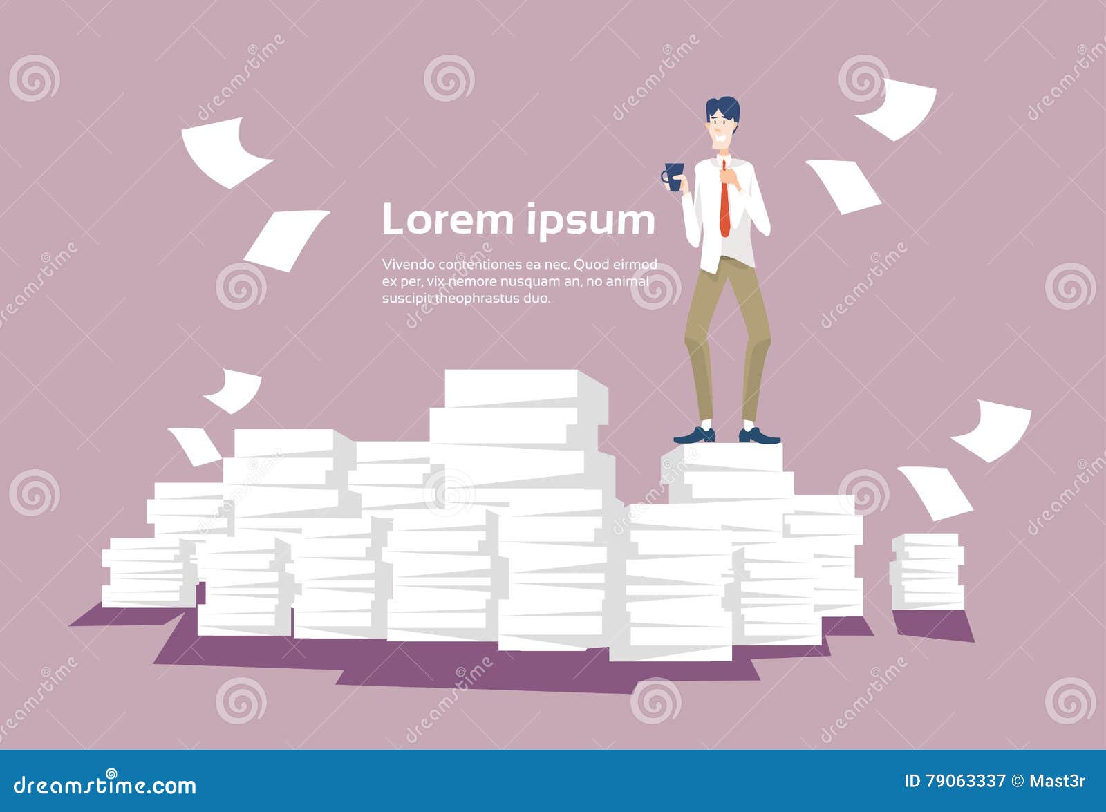 Business Man Stacked Paper Document Paperwork Stock Vector ...