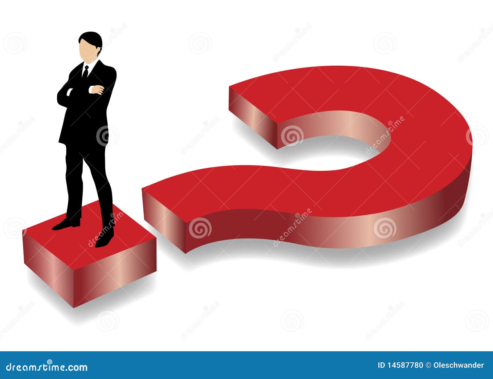 Business Man Standing on Big Red Question Mark Stock Illustration ...