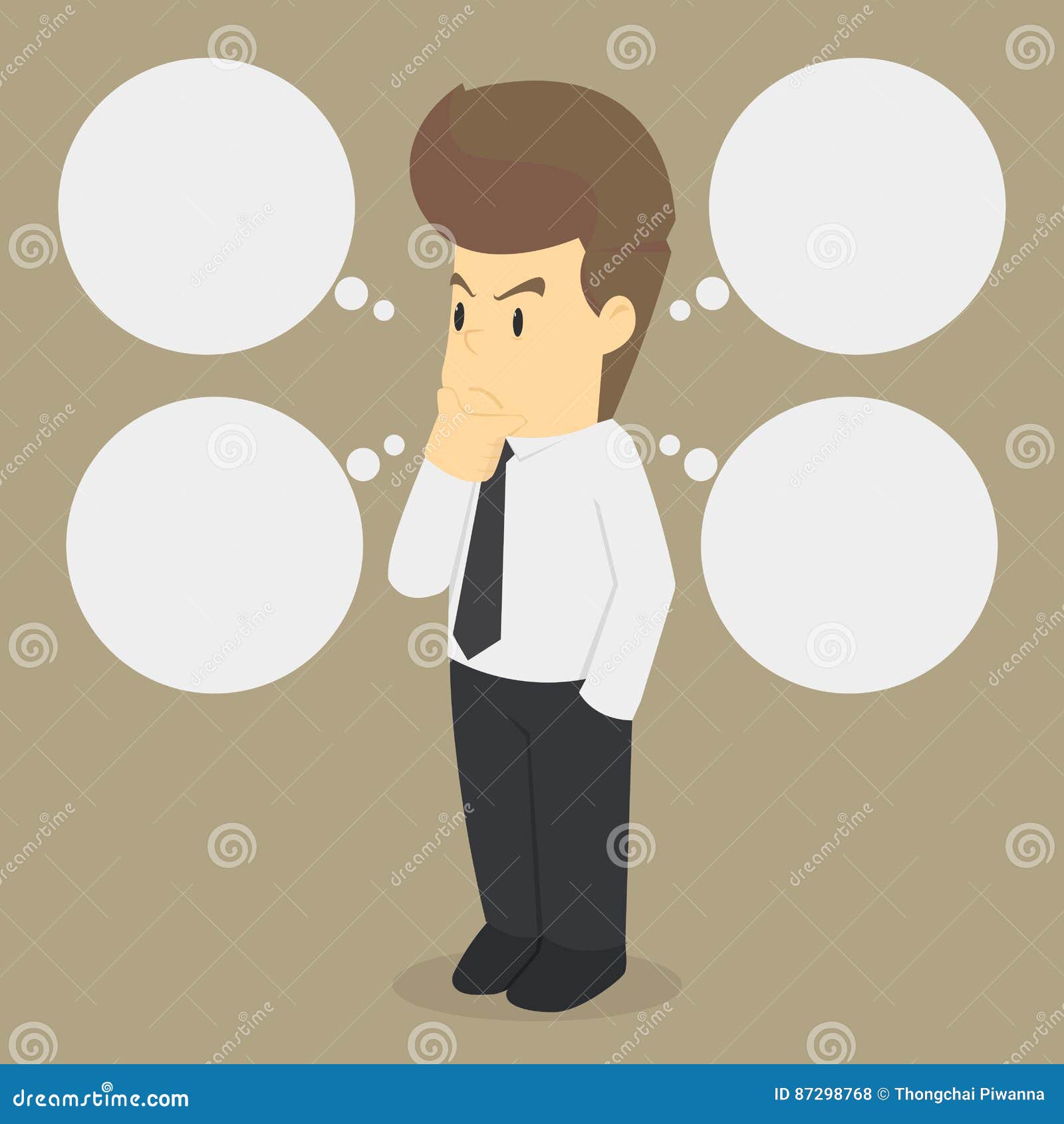 Business Man Standing Consider Something Stock Vector - Illustration of ...