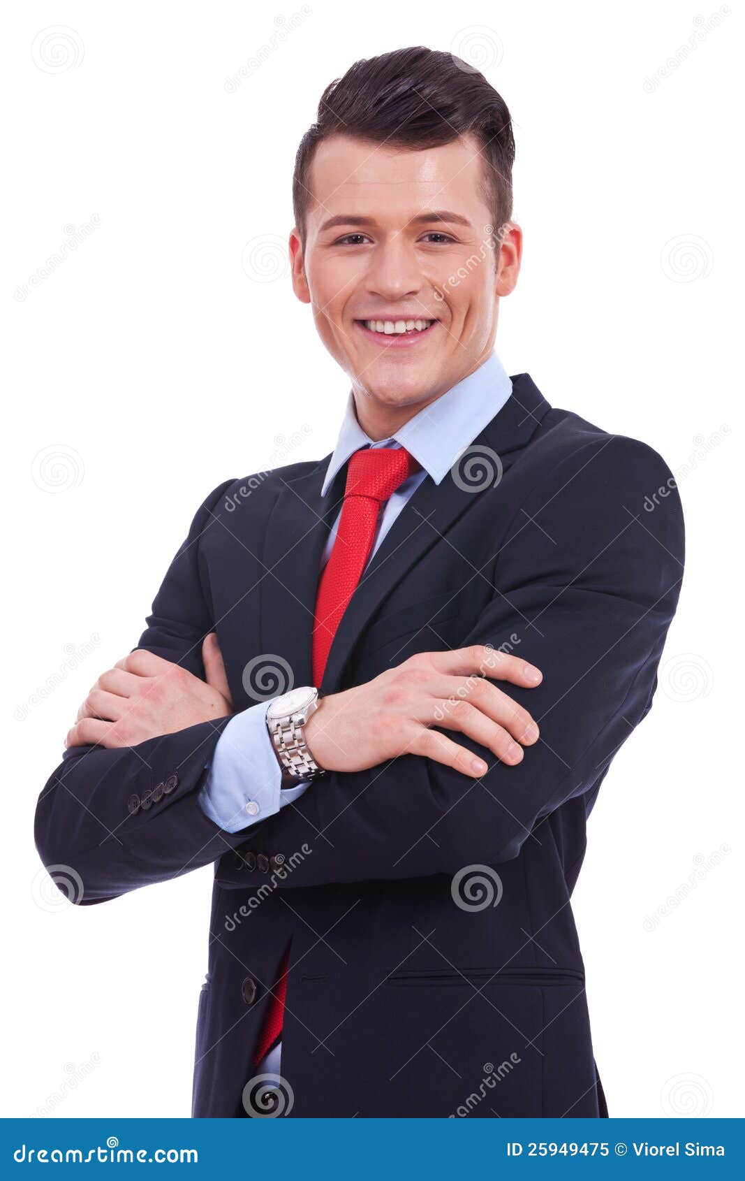 Business Man Standing with Crossed Arms Stock Image - Image of model ...