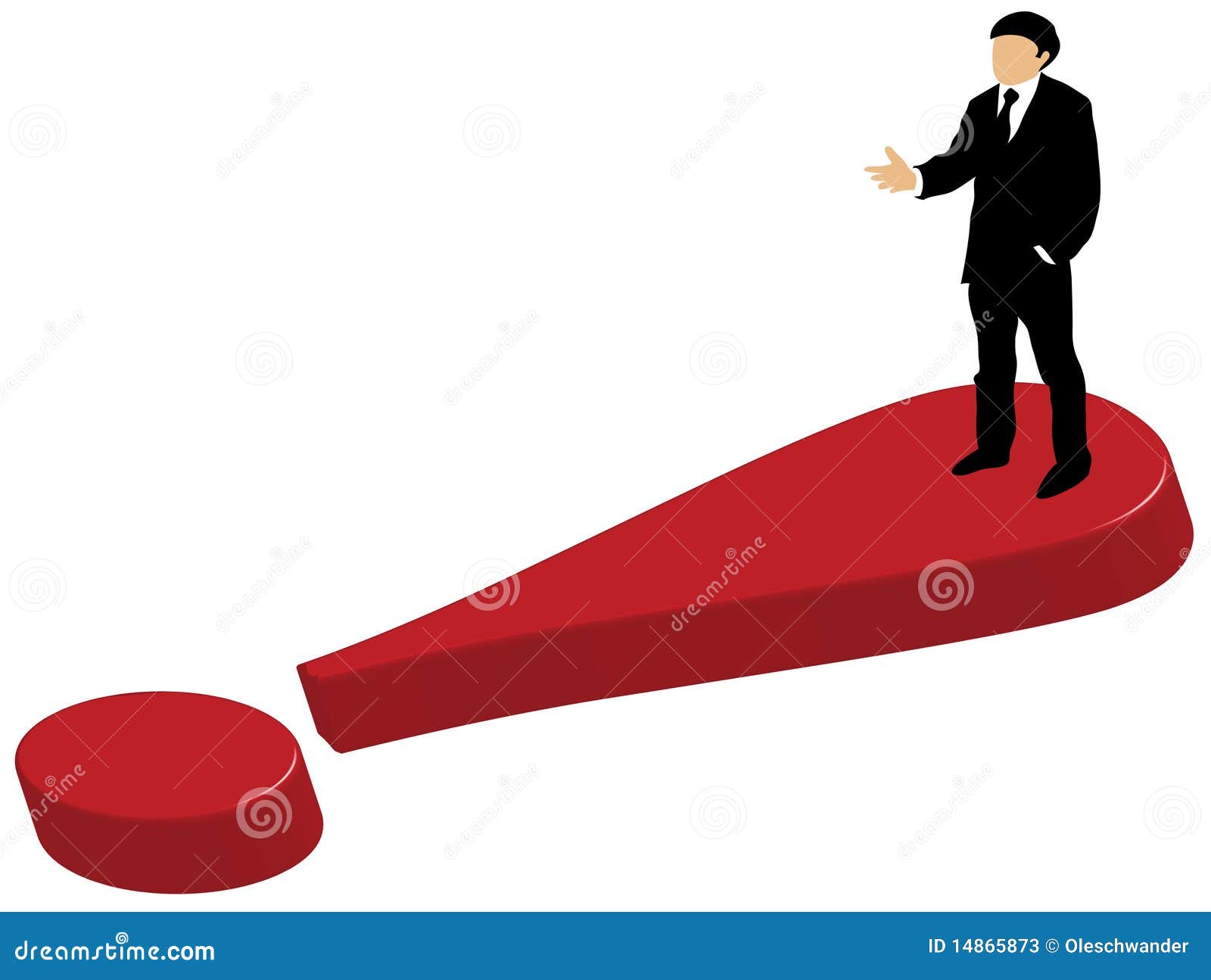 Business Man Standing on Exclamation Mark Stock Illustration ...