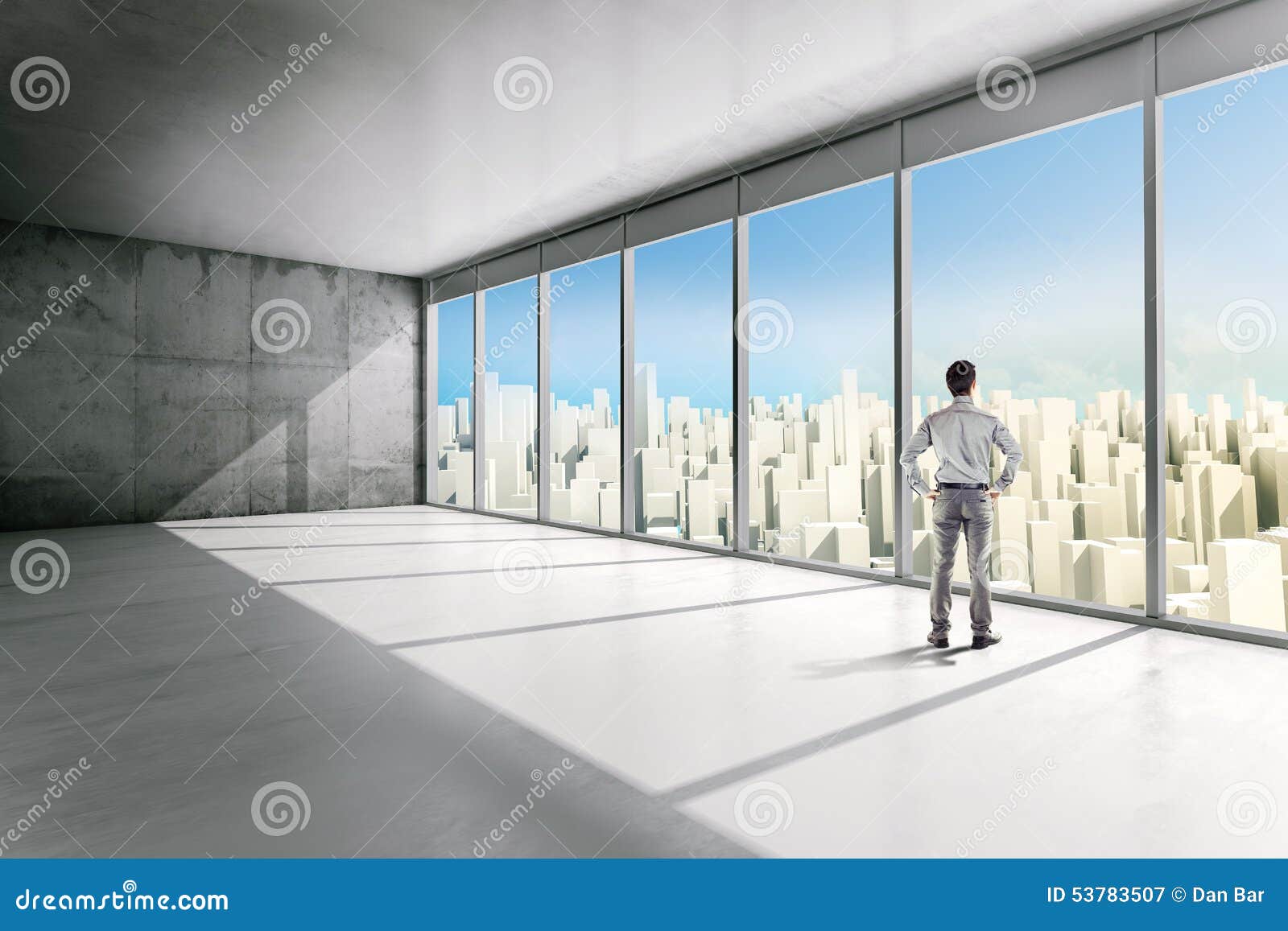 Business Man Standing Inside an Office Building Stock Image - Image of ...