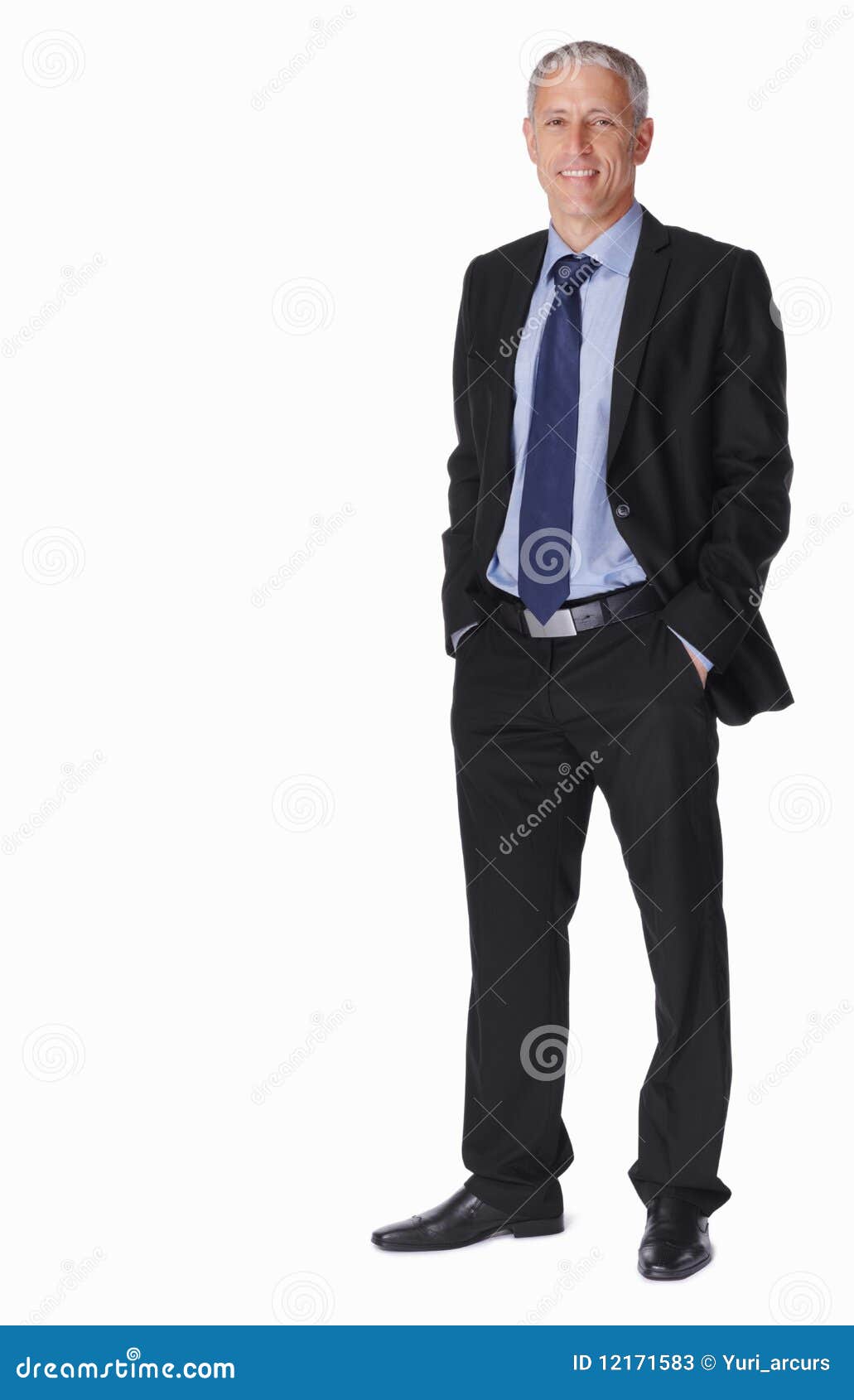 Business Man Standing Isolated Against White Stock Image - Image of ...