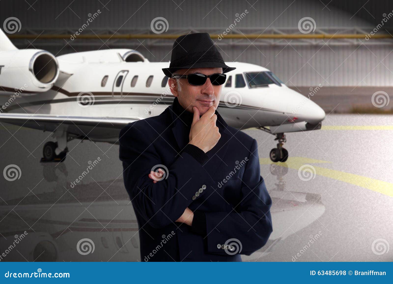 Business Man Standing Next To Private Jet Stock Photo - Image of night ...