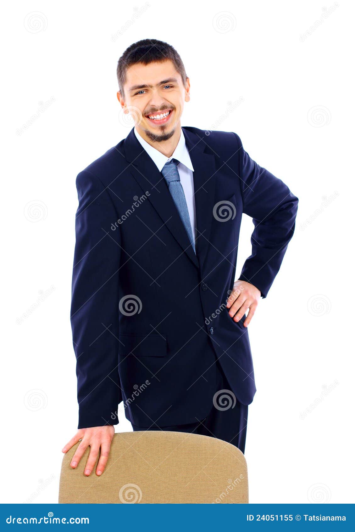 Business Man Standing with Office Chair Stock Image - Image of ...