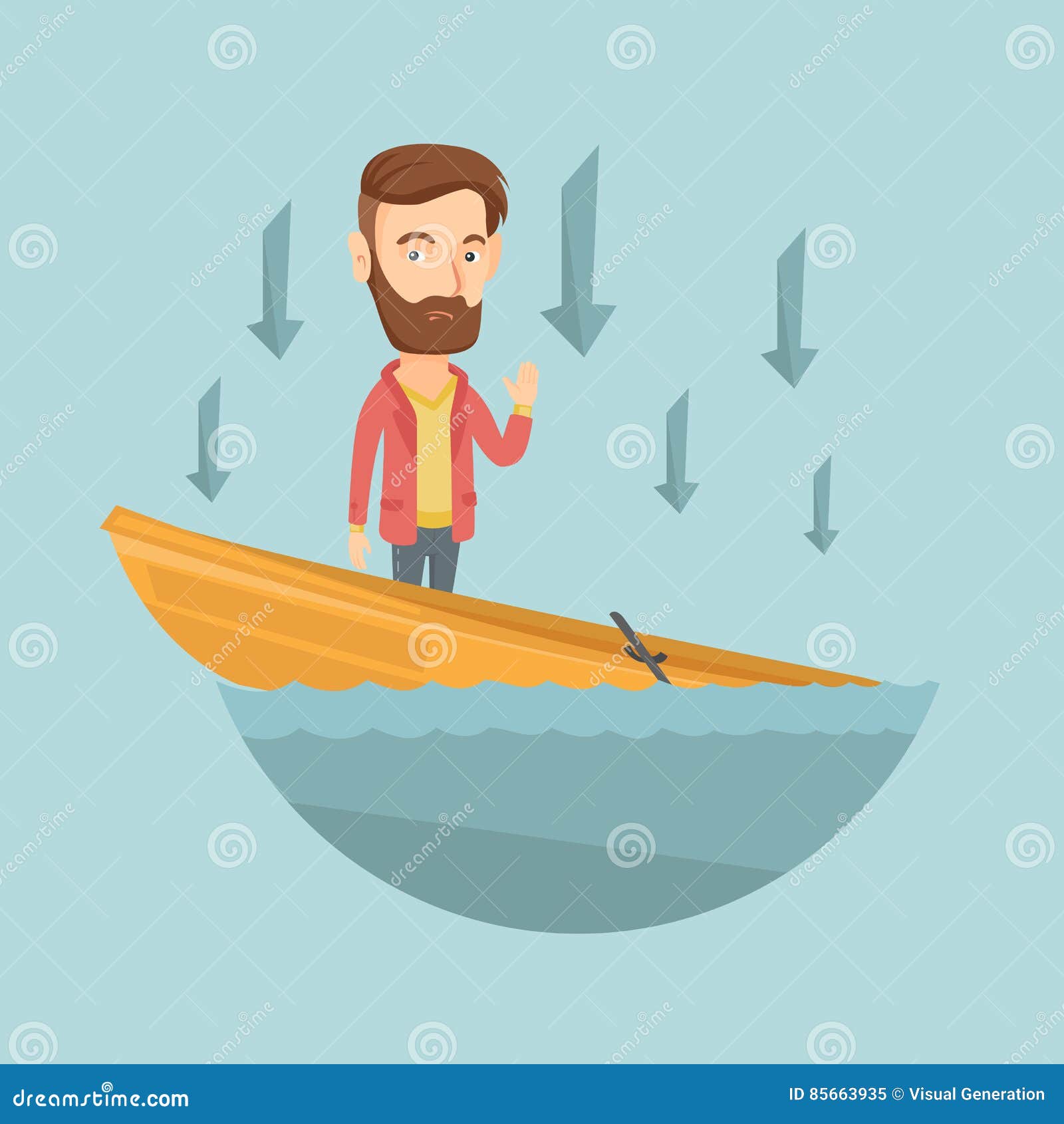 Business Man Sinking And Asking For Help. Vector Illustration ...