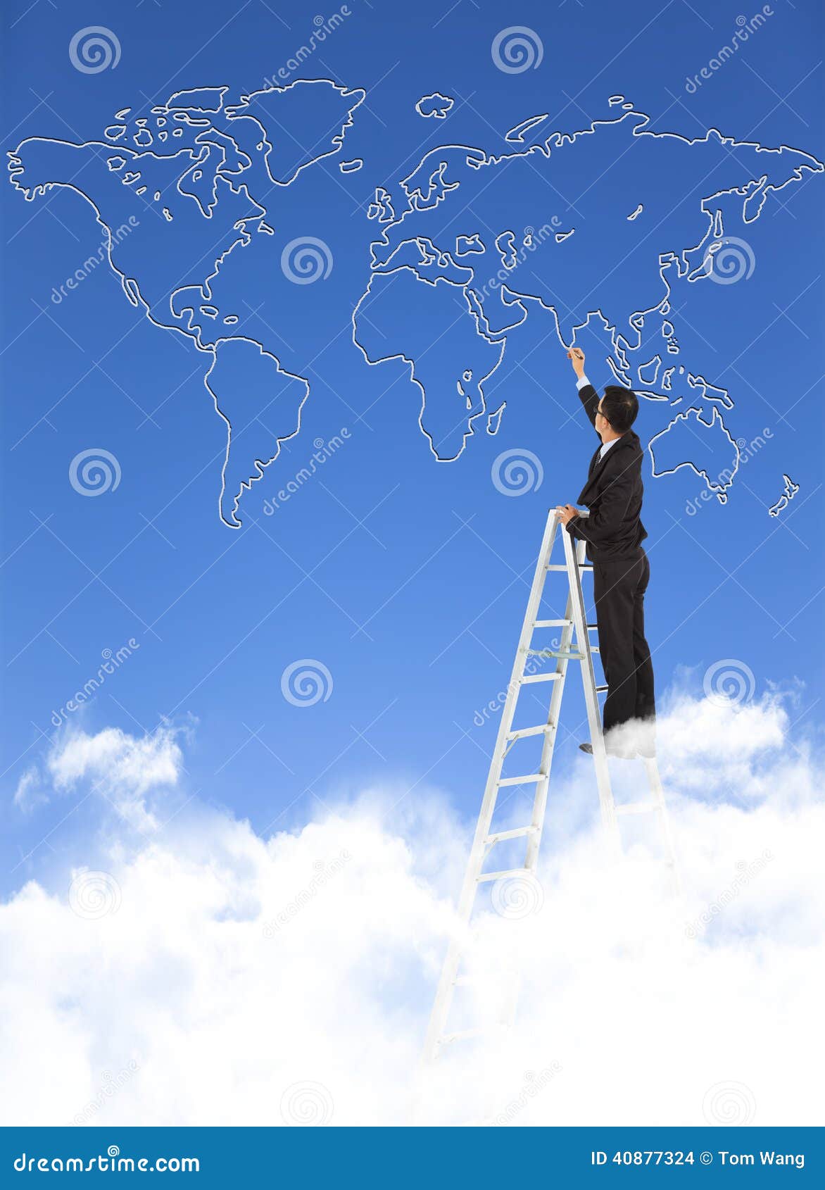 Man Drawing A Global Network On World Map Royalty-Free Stock Image ...