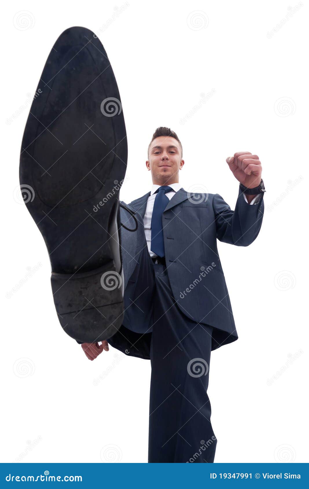 Business Man Steping on Something Stock Image - Image of corporate ...