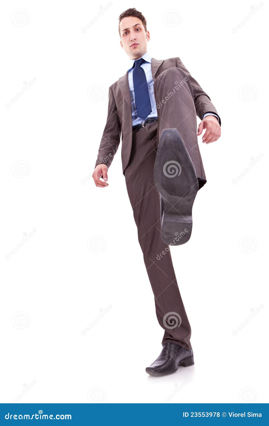 Business Man Stepping on Something Stock Photo - Image of background ...