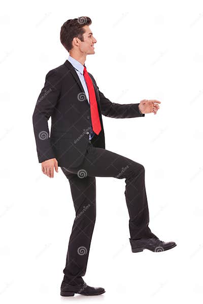 Business Man Stepping Up and Moving Forward Stock Photo - Image of step ...