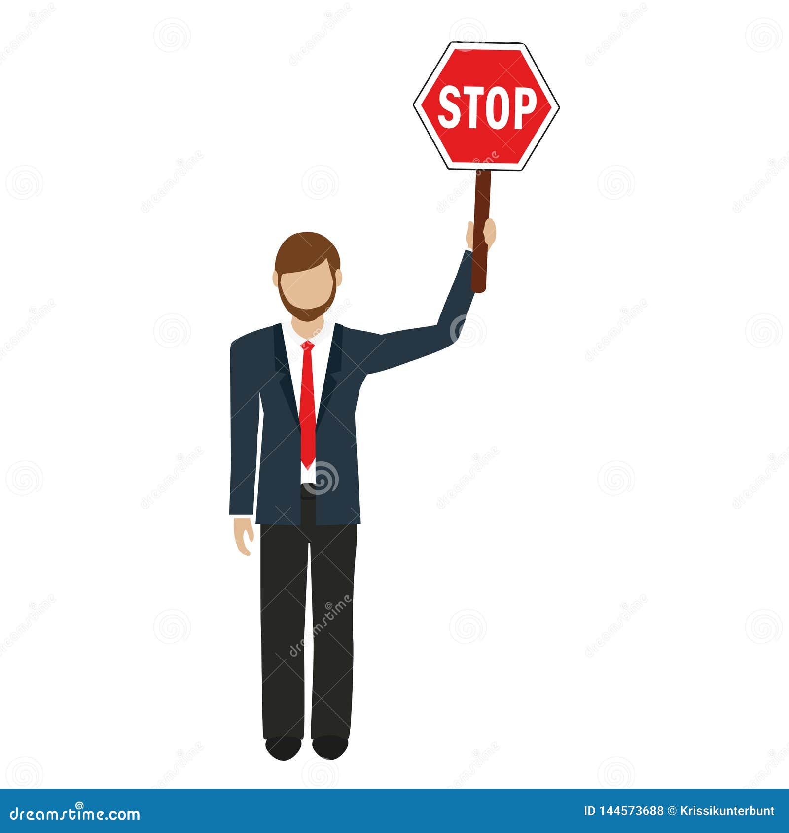 Business Man with Stop Sign in Hand Stock Vector - Illustration of ...