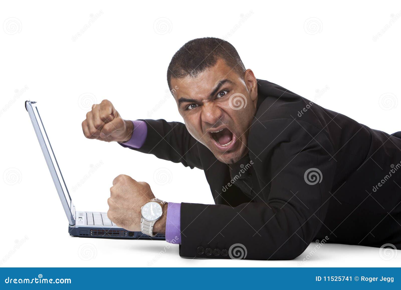 Business Man Stressed because of Computer Crash Stock Image - Image of ...