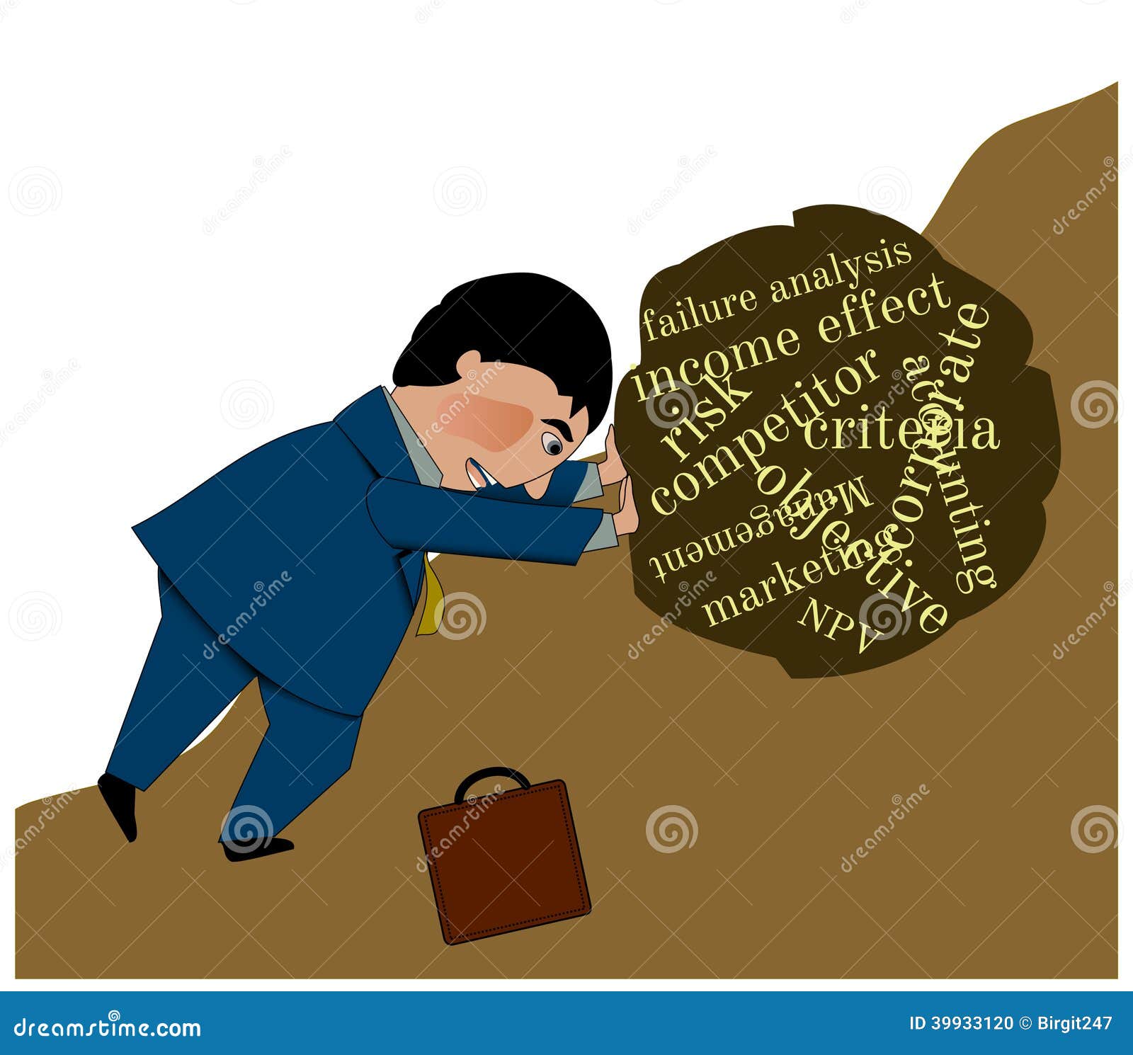 Struggling Uphill Man With Ball Shows Determination Stock Image ...