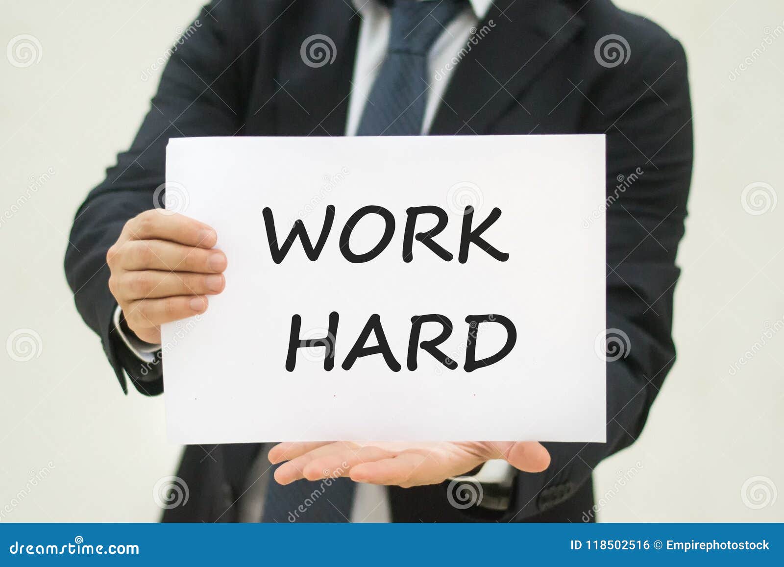 Work Hard text on paper stock photo. Image of figures - 118502516