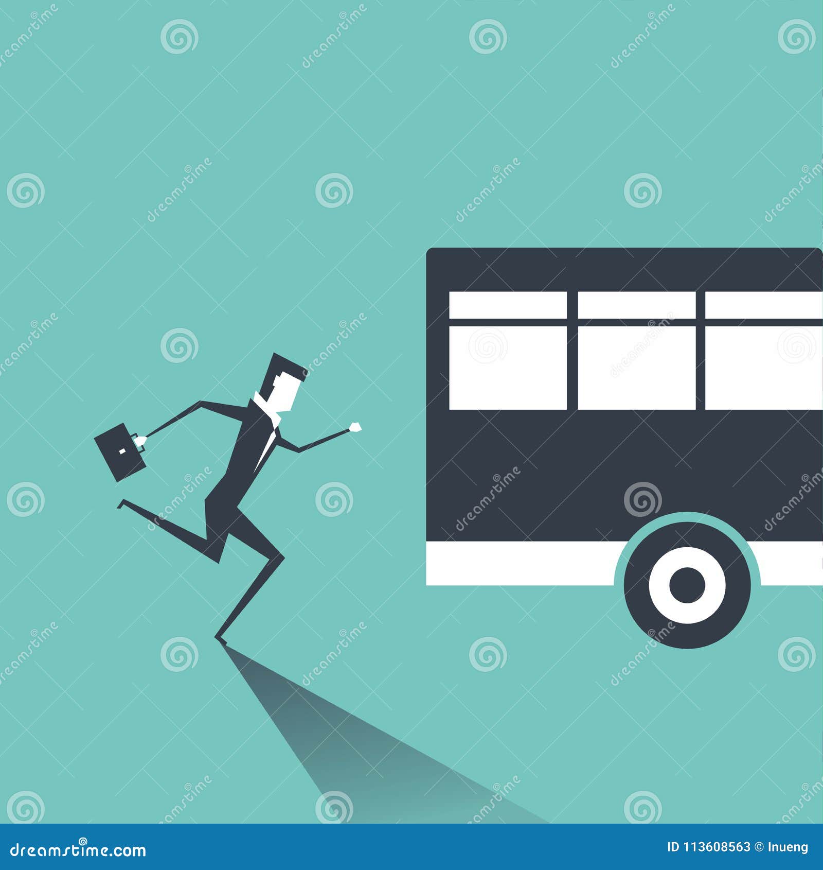 Business Man in Suit is Running after Outgoing Bus. Stock Vector ...