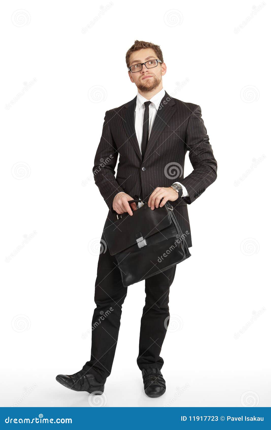Business Man in Suit Standing Stock Image - Image of caucasian, beard ...