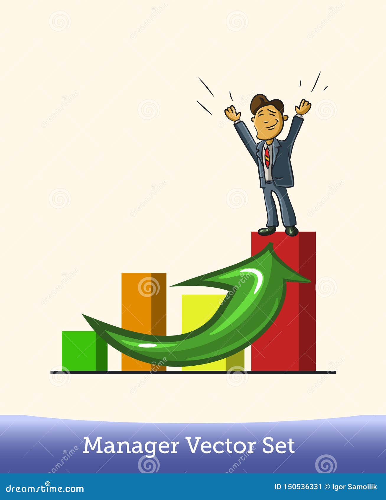 Business Man Symbols of Graph Progress Isolated on White Background ...