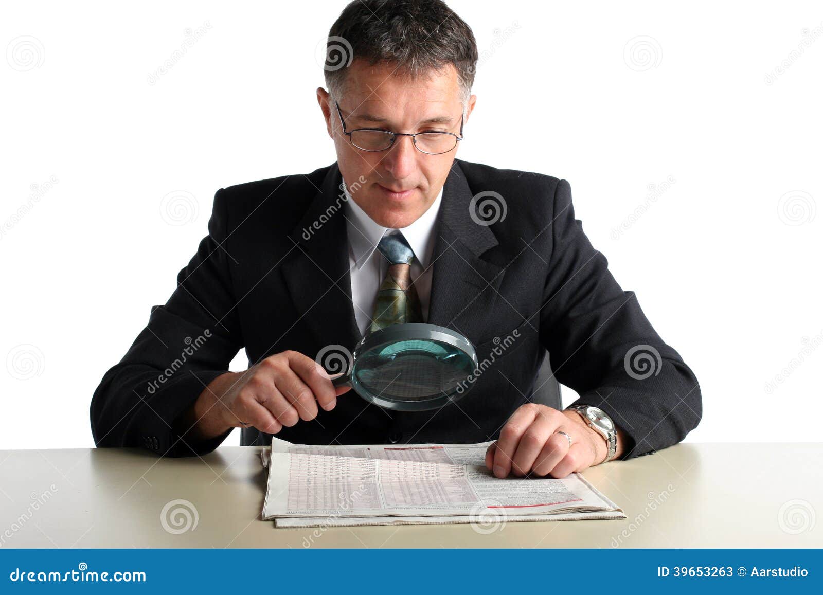 Business Man at the Table Inspecting His Results Stock Image - Image of ...