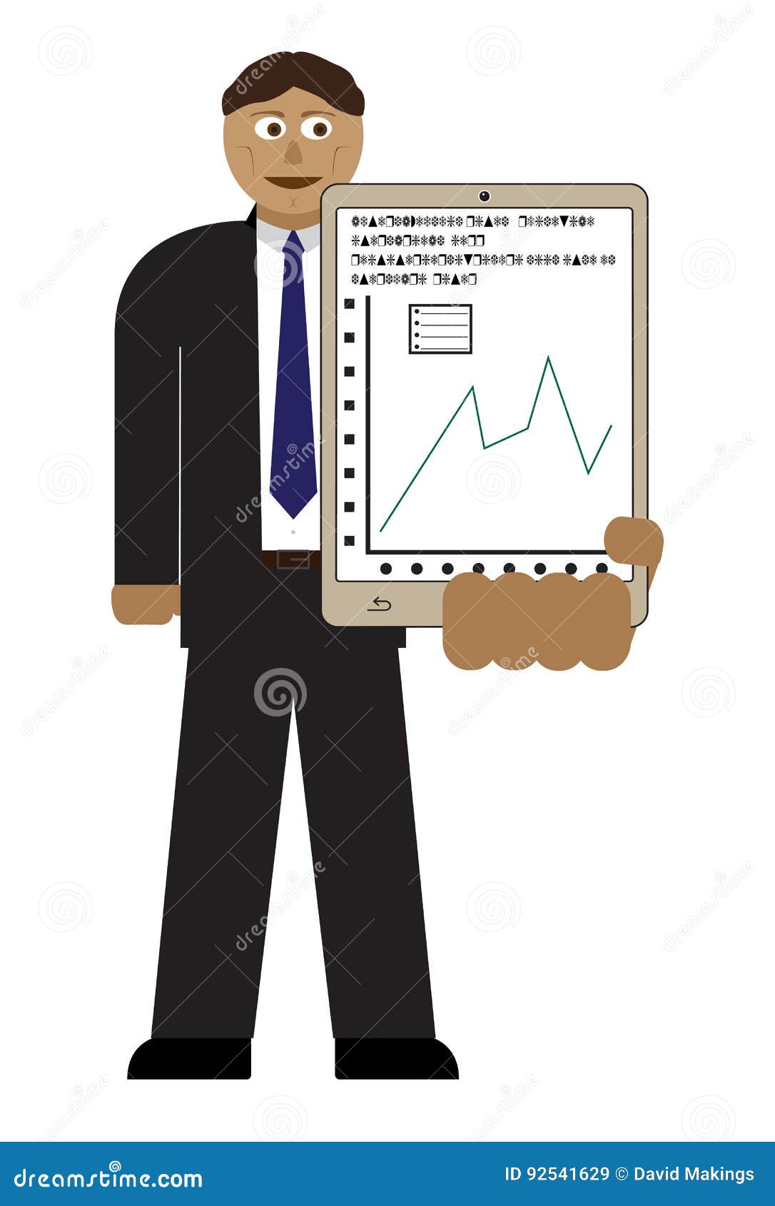 Business Man with Tablet Graph Stock Illustration - Illustration of ...