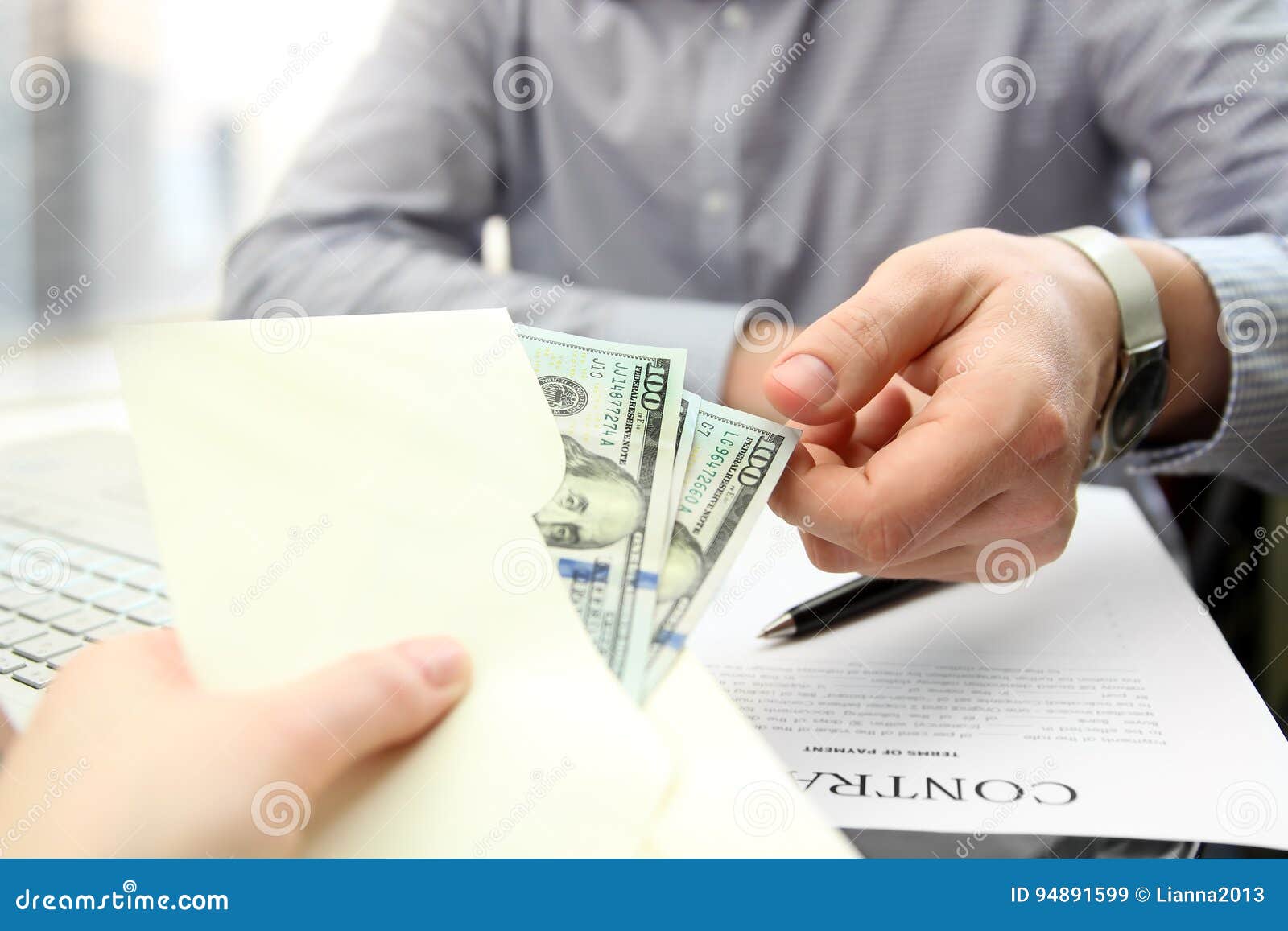 Business Man Take a Bribery during a Signing a Contract Stock Image ...