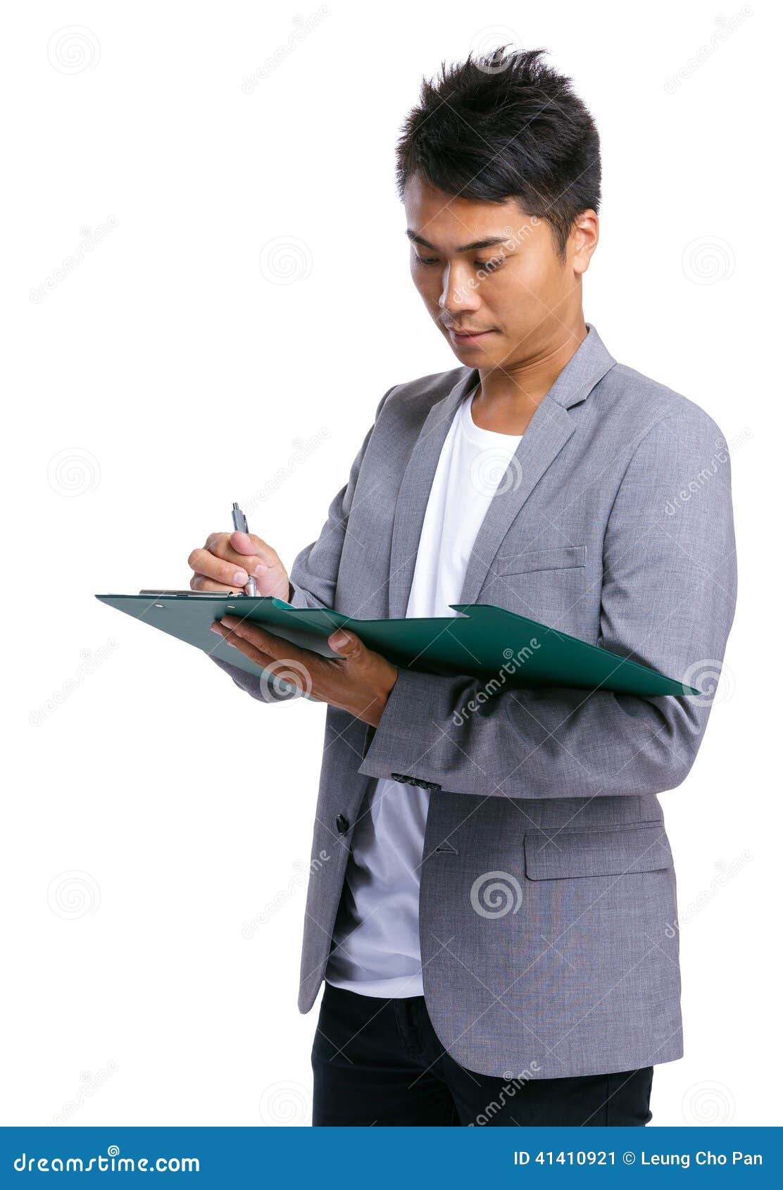 Business Man Take Note on Clipboard Stock Image - Image of male ...