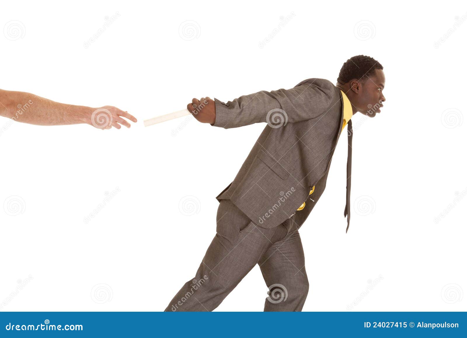 Business Man Taking Off with the Baton in His Hand Stock Image - Image ...