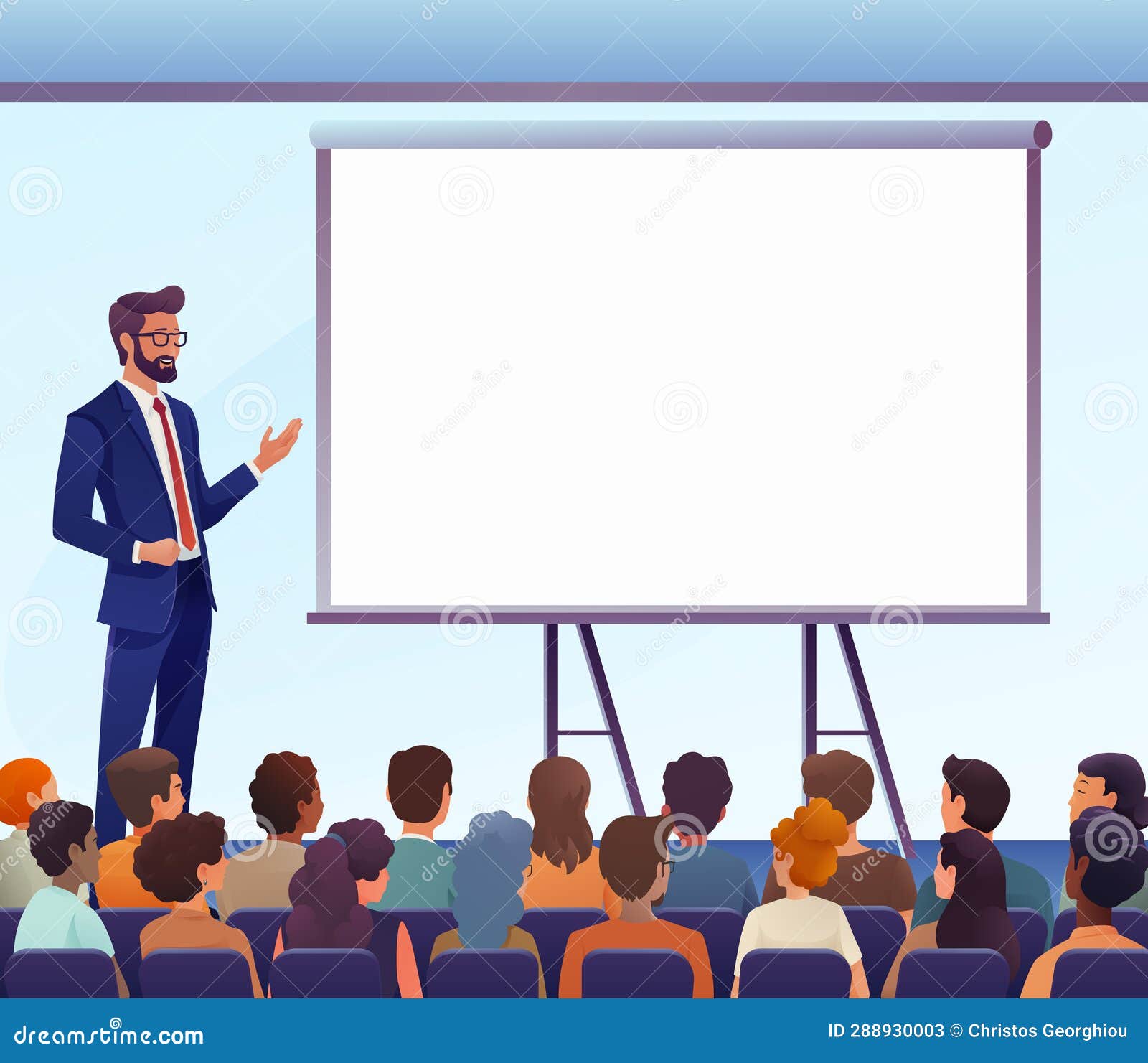 Business Man Talk Seminar Class Team Presentation Stock Vector ...