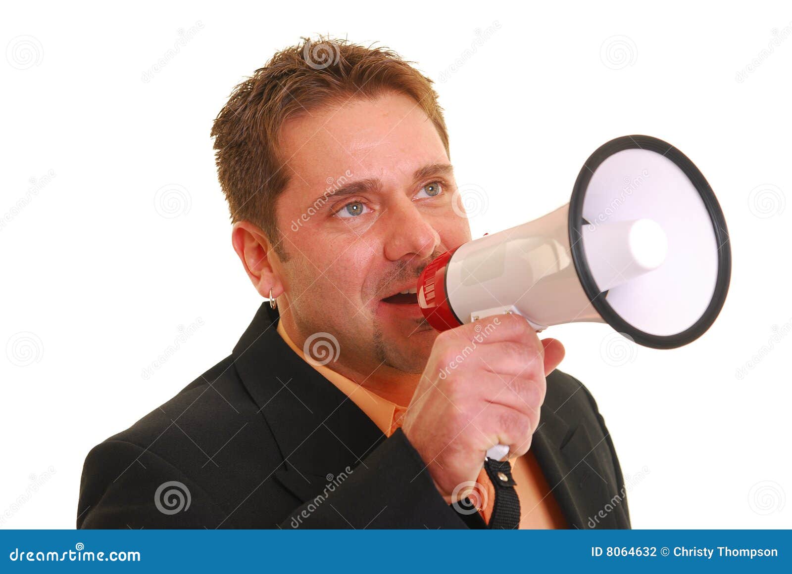 Business Man Talking into a Megaphone Stock Photo - Image of speak ...