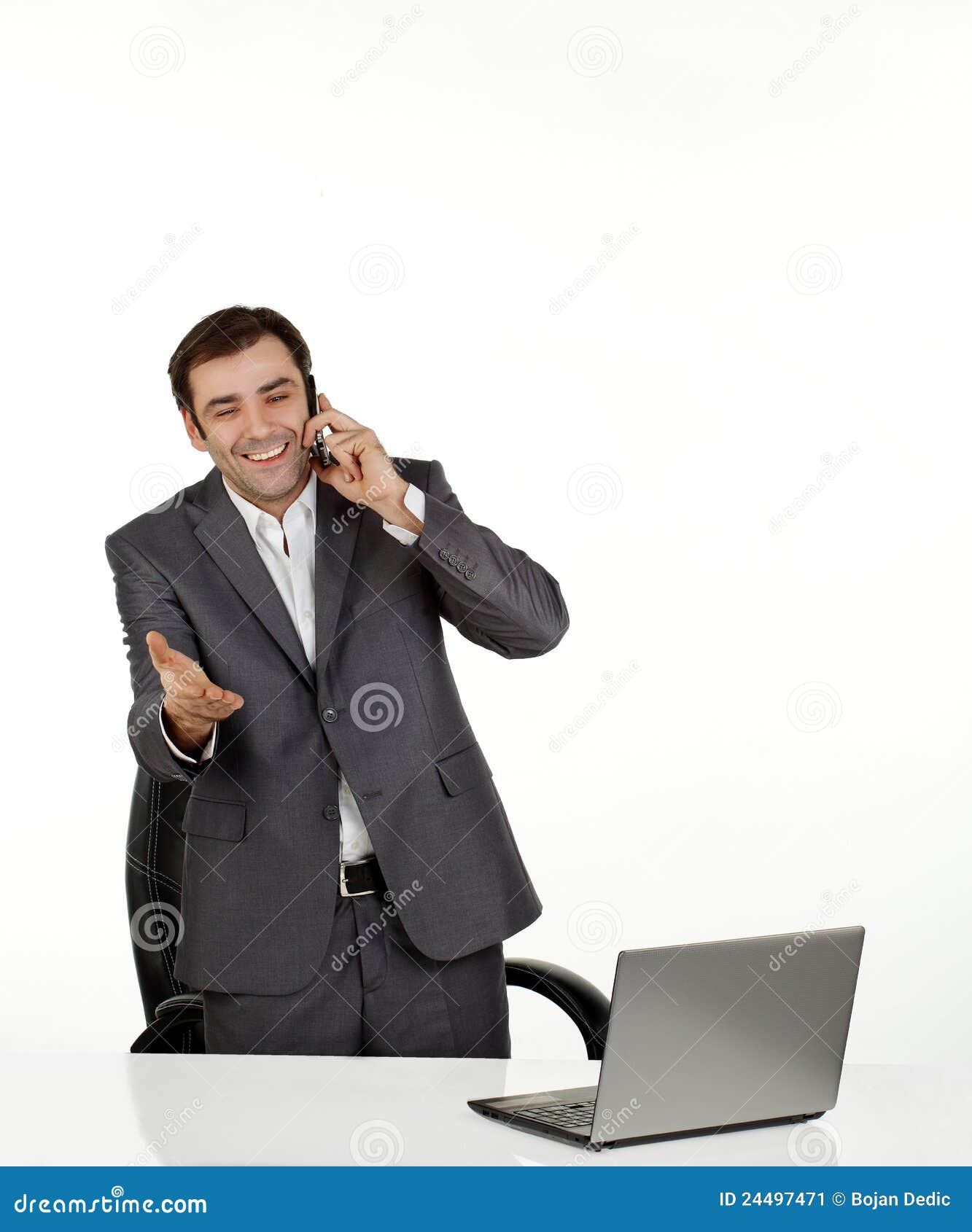 Business Man Talking on a Mobile Stock Image - Image of phone, standing ...