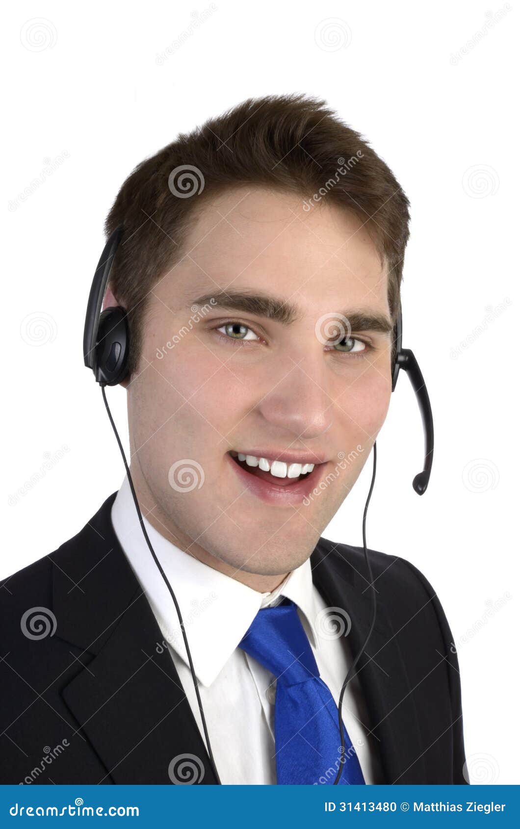 Business Man Talking To Head-set Stock Photo - Image of face, mobile ...