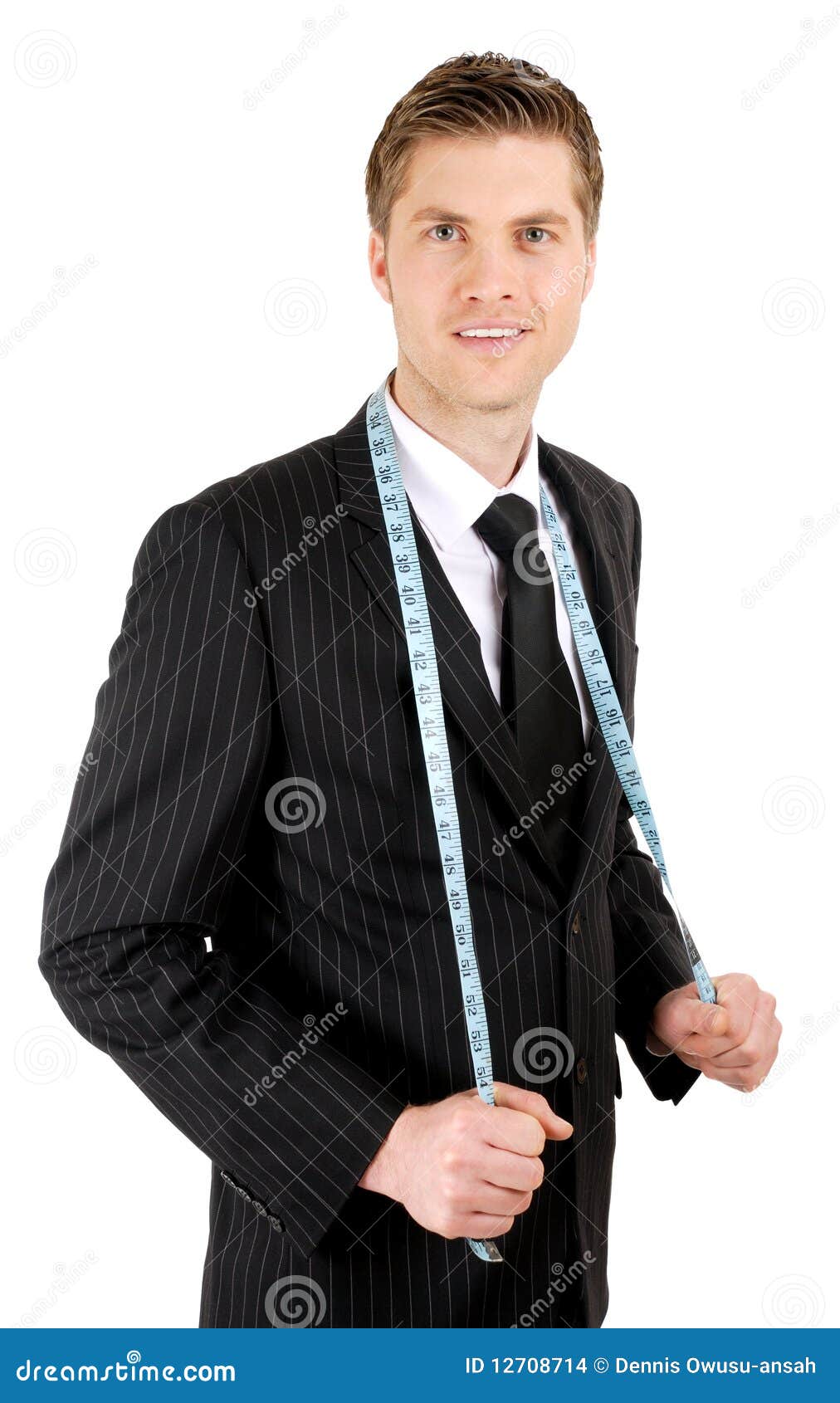 Business Man with Tape Measure Stock Photo - Image of hands, stylish ...