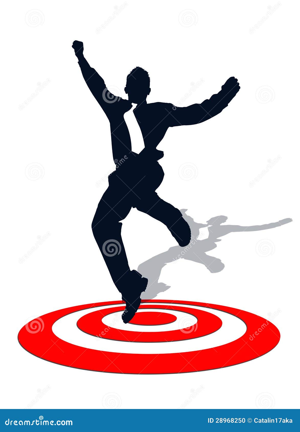 Business man on target stock illustration. Illustration of happy - 28968250